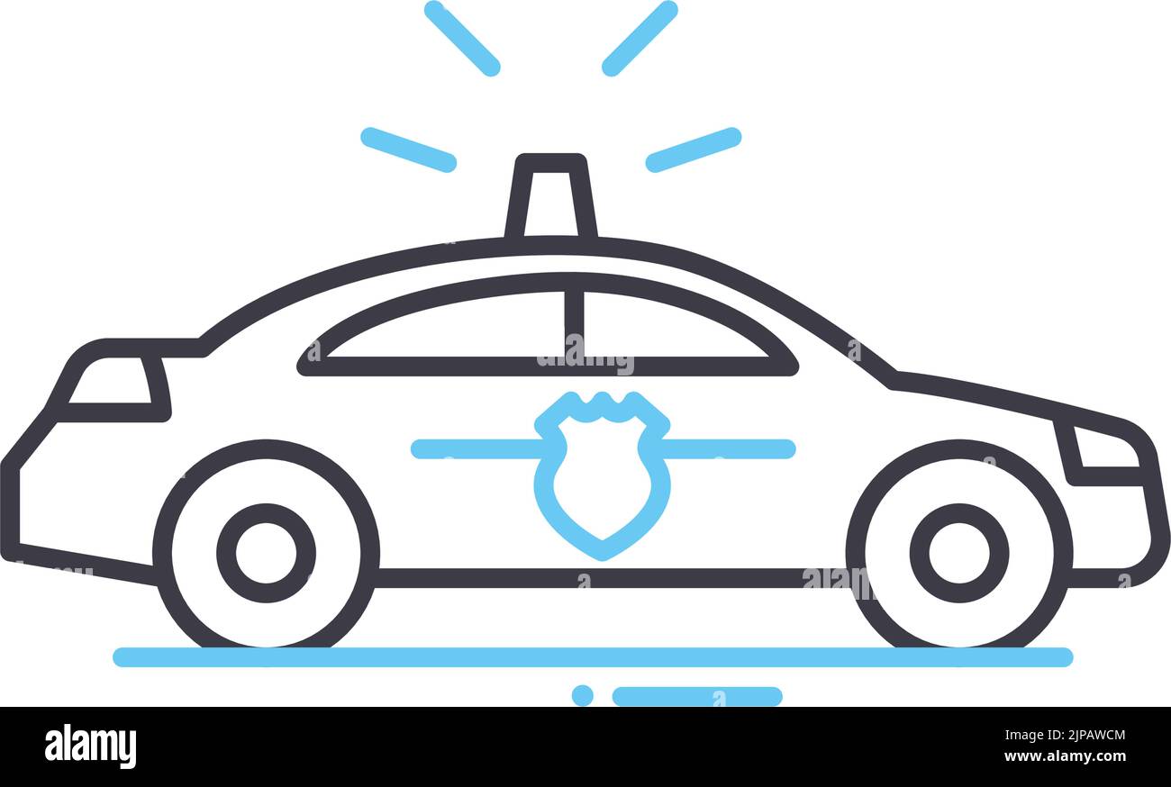 police car line icon, outline symbol, vector illustration, concept sign ...