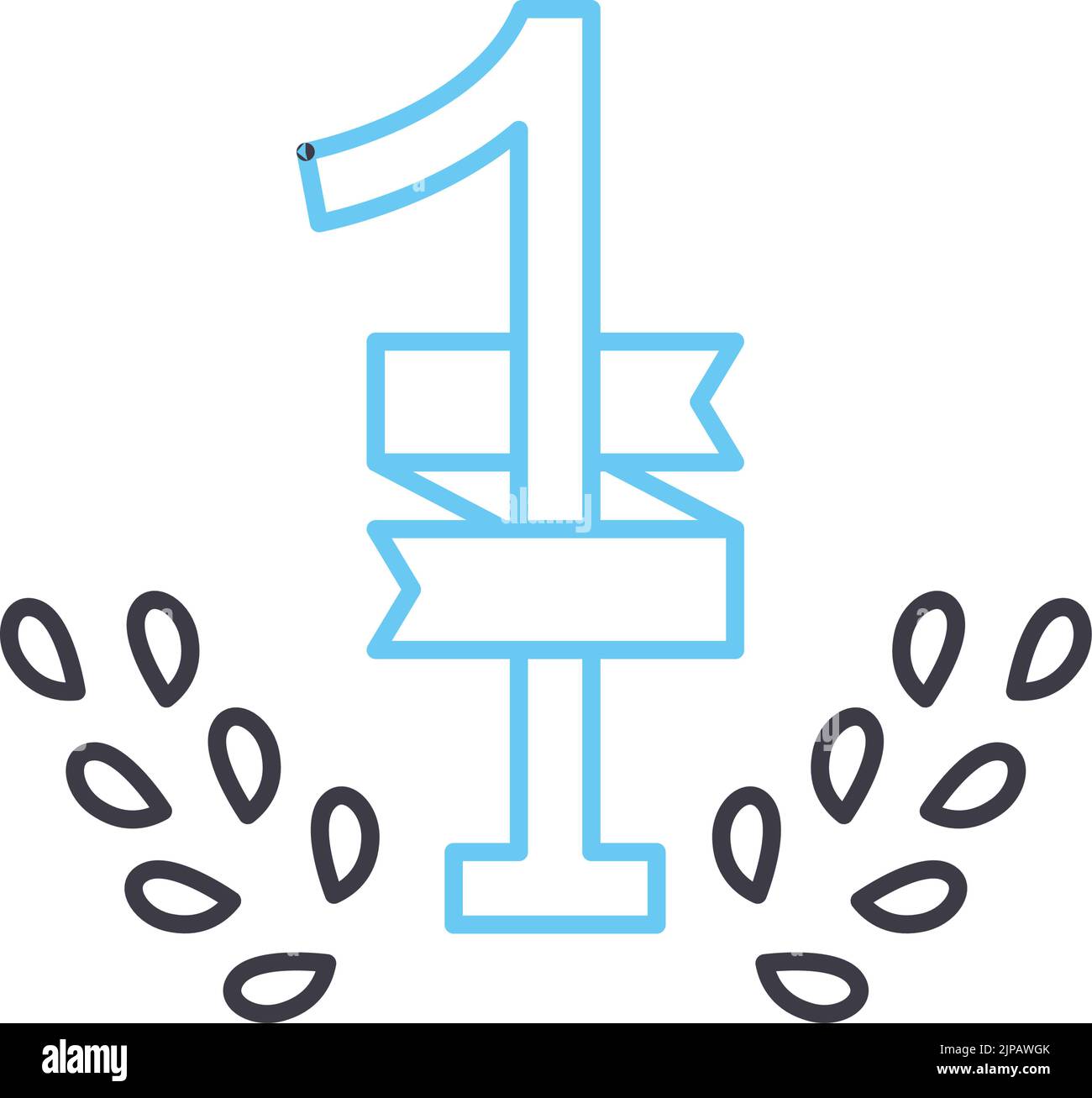 number one line icon, outline symbol, vector illustration, concept sign ...