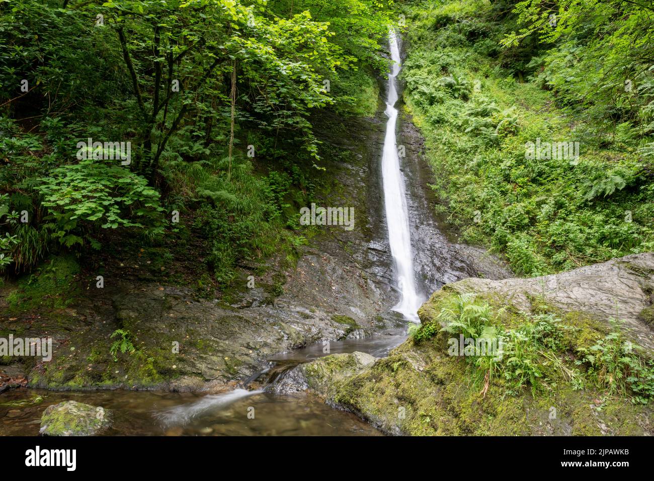 Long exposure of the White Lady waterfall on the river Lyd at Lyford ...