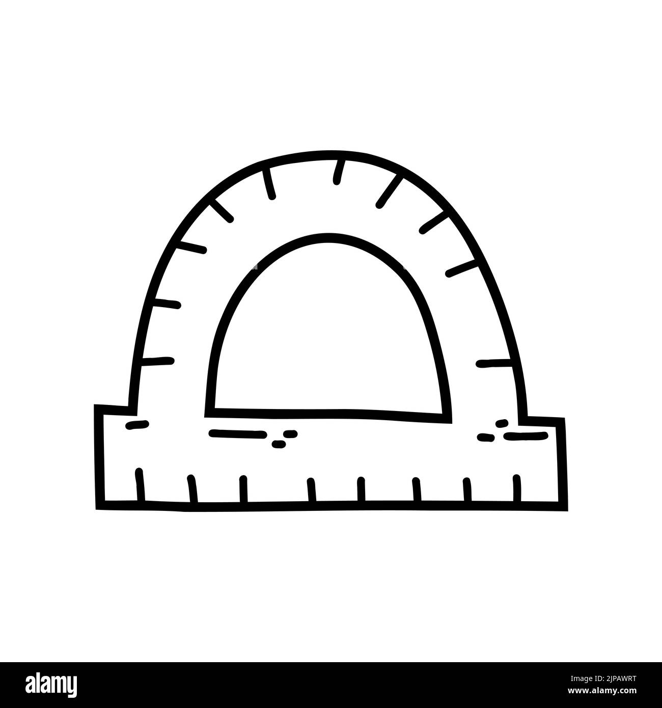 Hand drawn doodle round ruler. Vector sketch illustration of black ...