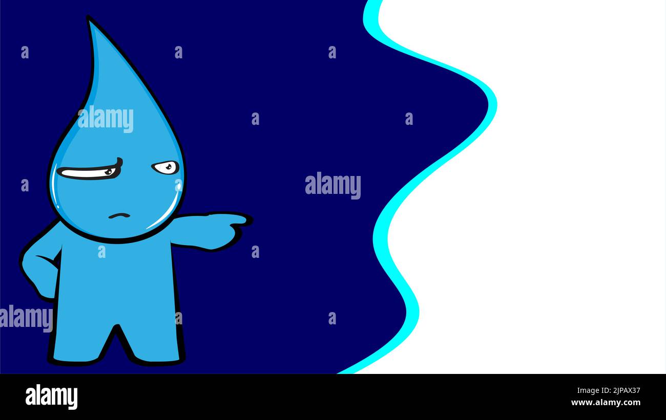 funny water drop character cartoon expression blue background card ...