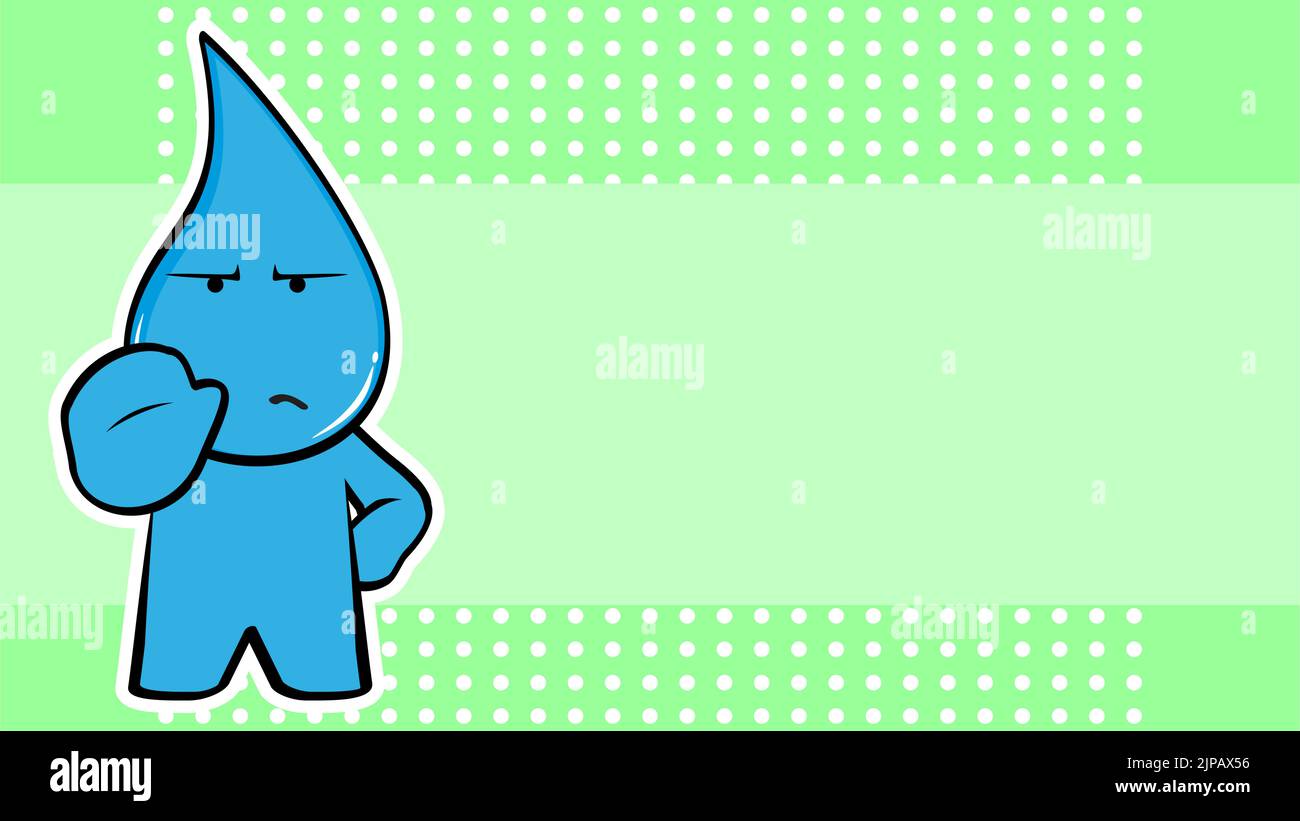 funny water drop character cartoon expression blue background card ...