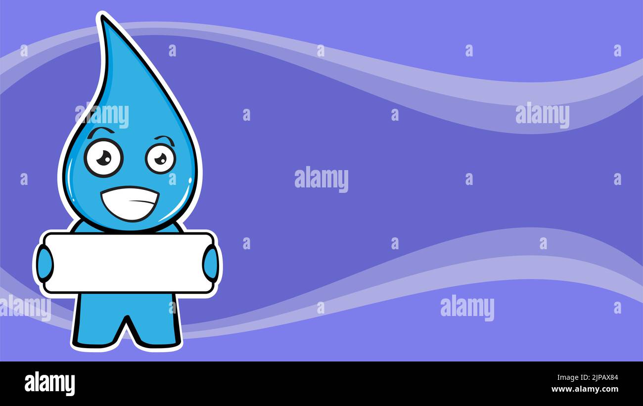 funny water drop character cartoon expression blue background card ...