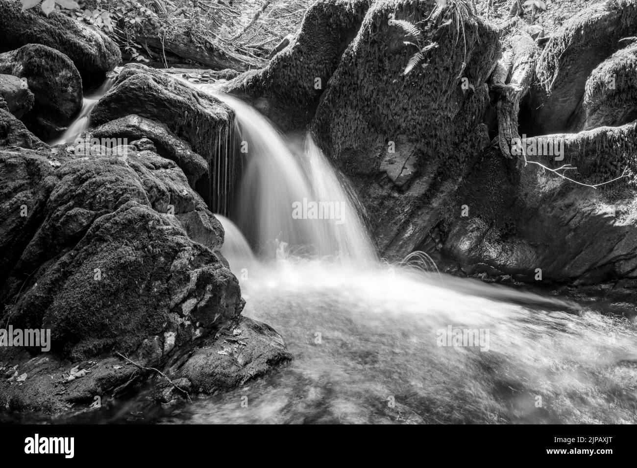 Long exposure of a waterfall on the Hoar Oak Water river at Watersmmet ...