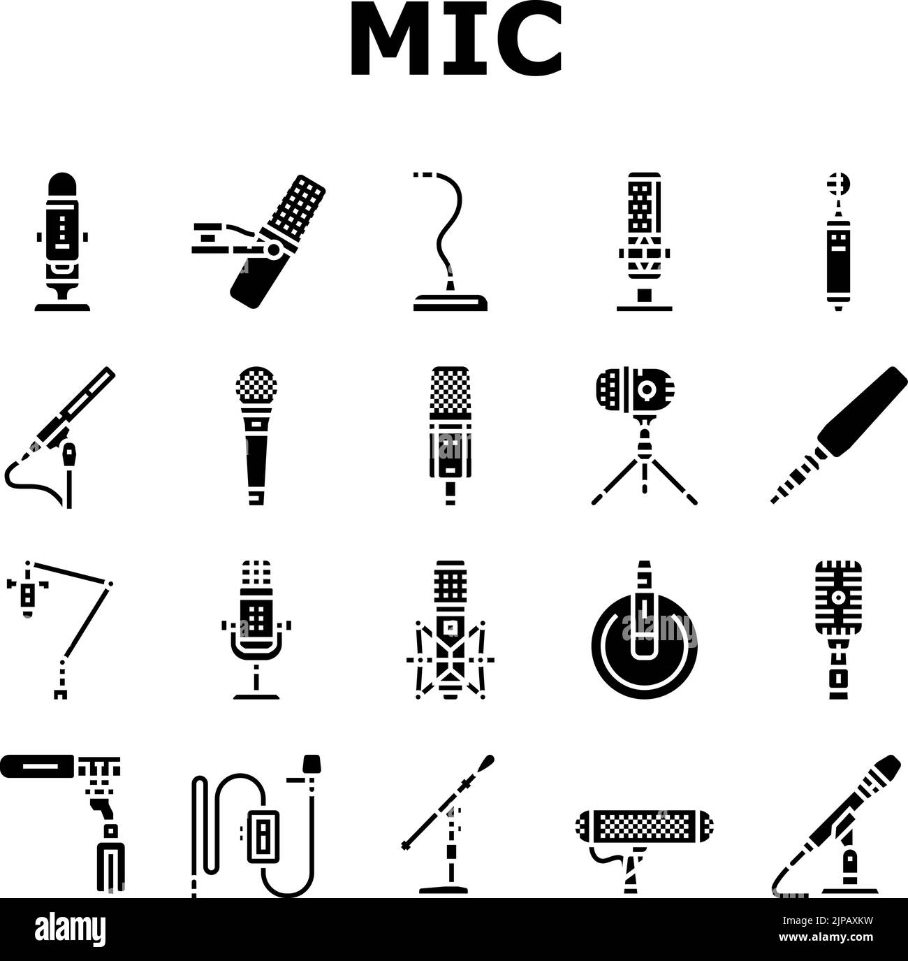 mic microphone voice podcast icons set vector Stock Vector Image & Art ...