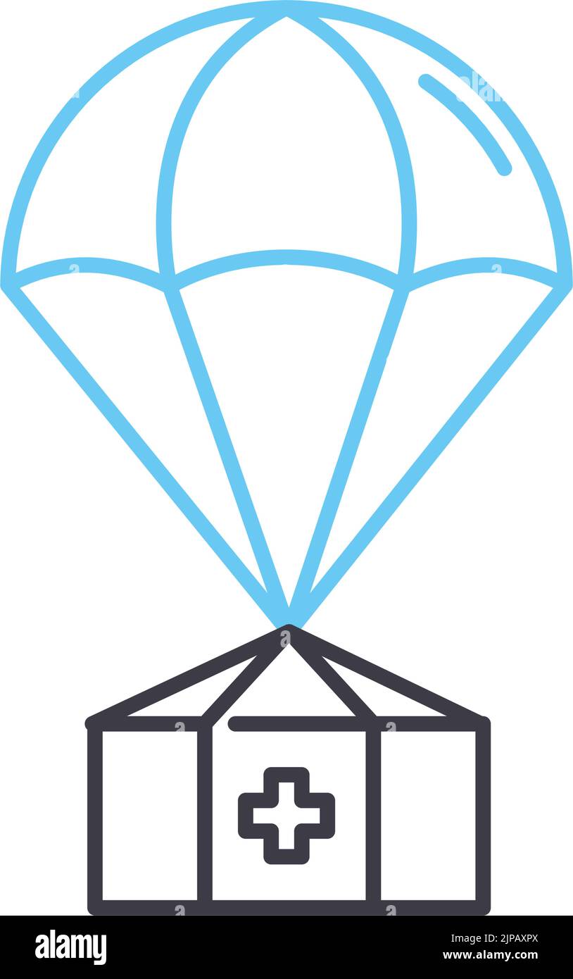 space delivery line icon, outline symbol, vector illustration, concept ...