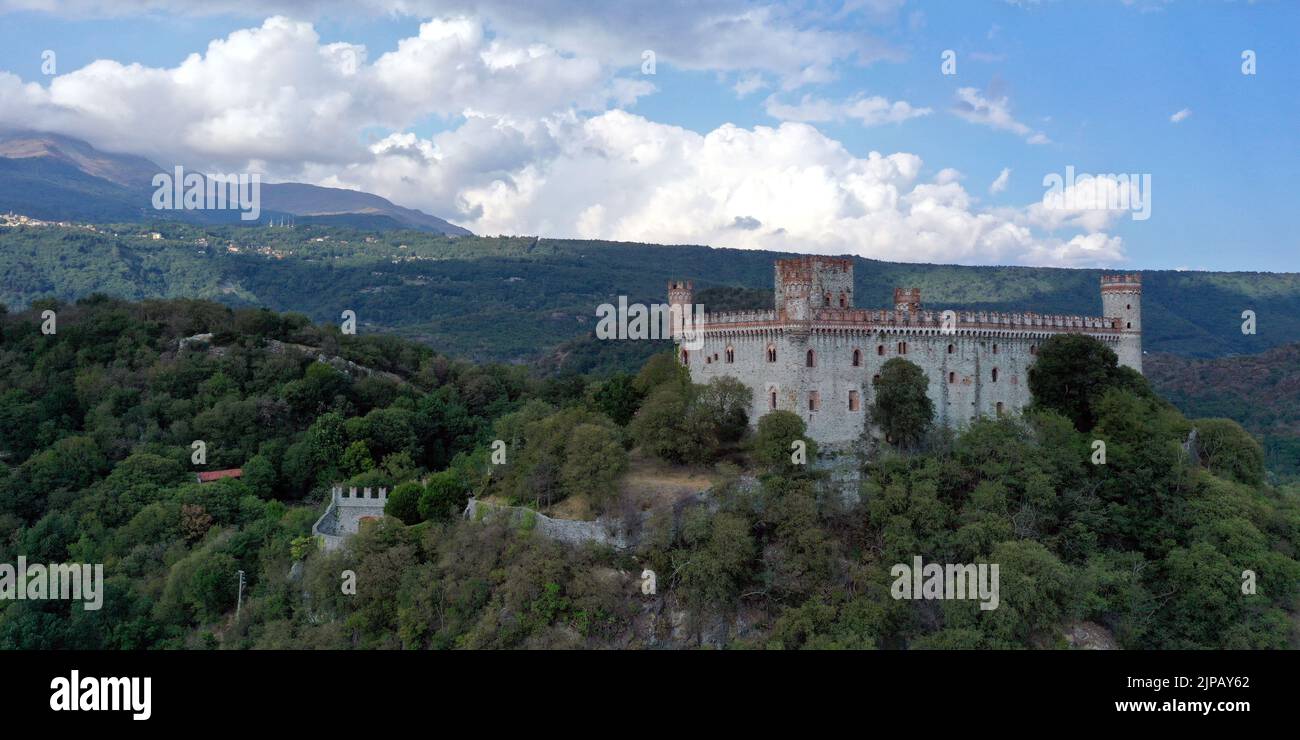 The castle of Montalto Dora, at an altitude of 405 meters, on the ...