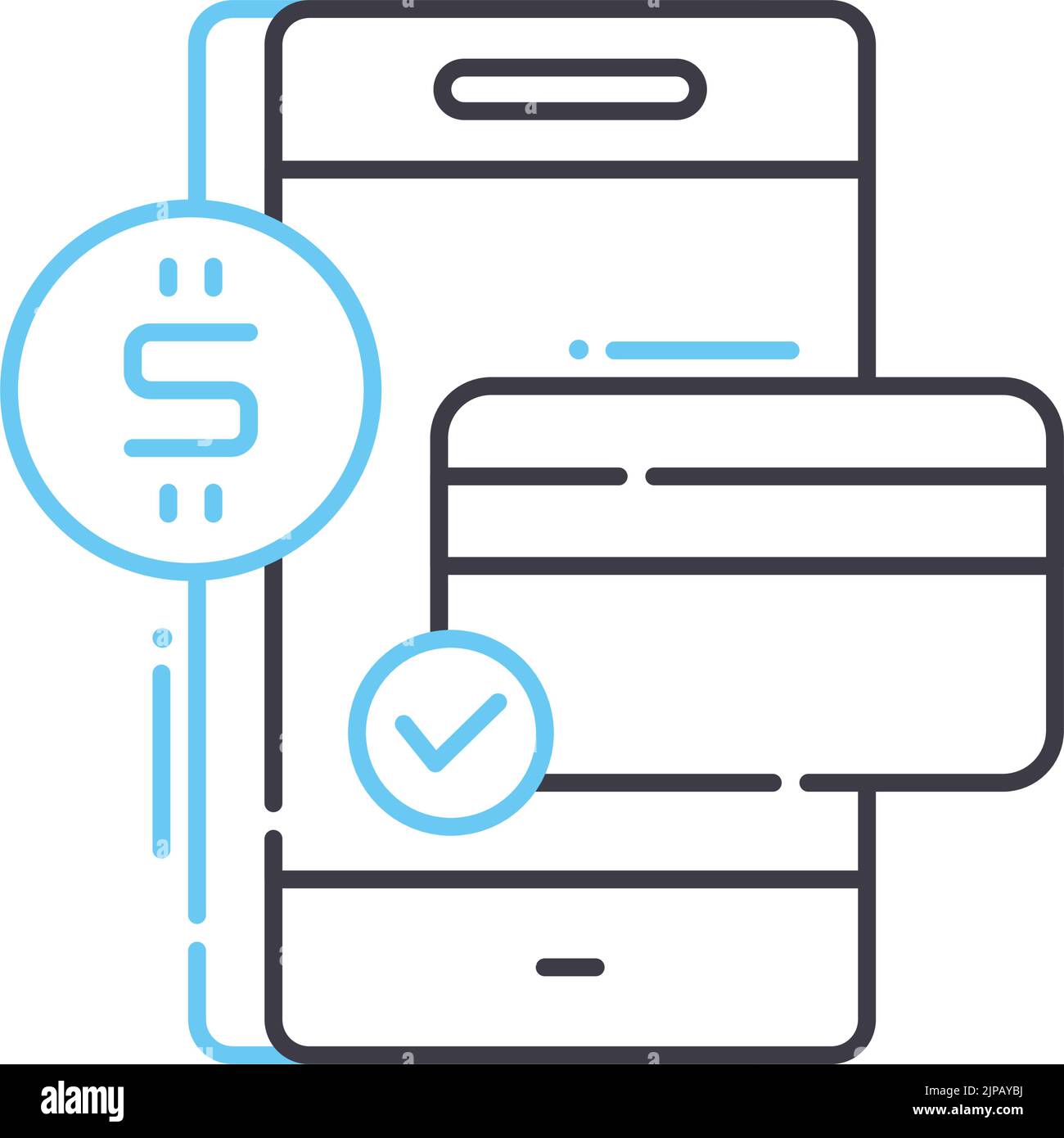 mobile payment line icon, outline symbol, vector illustration, concept ...