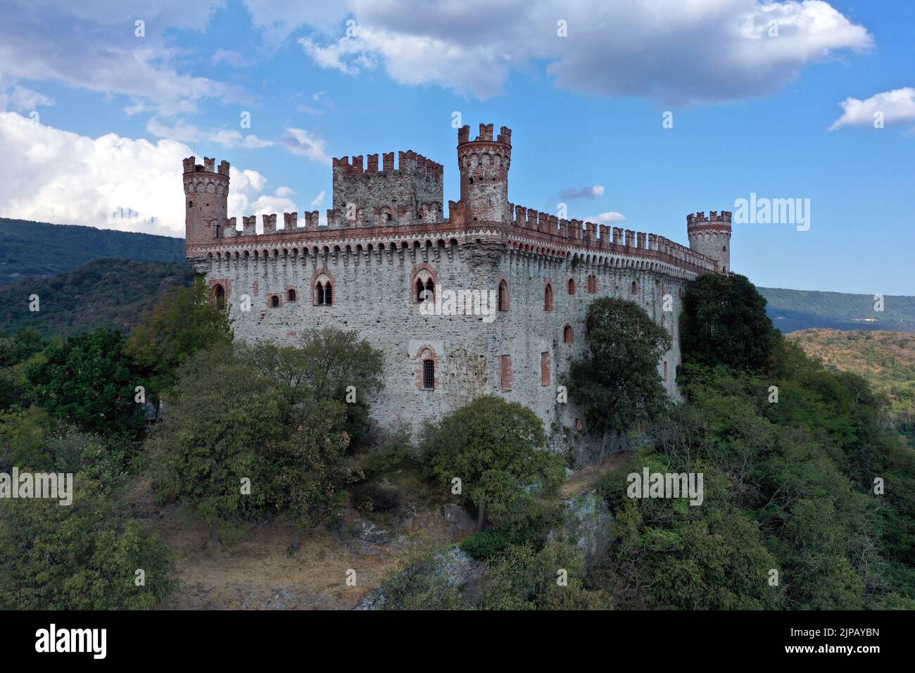 The castle of Montalto Dora, at an altitude of 405 meters, on the ...