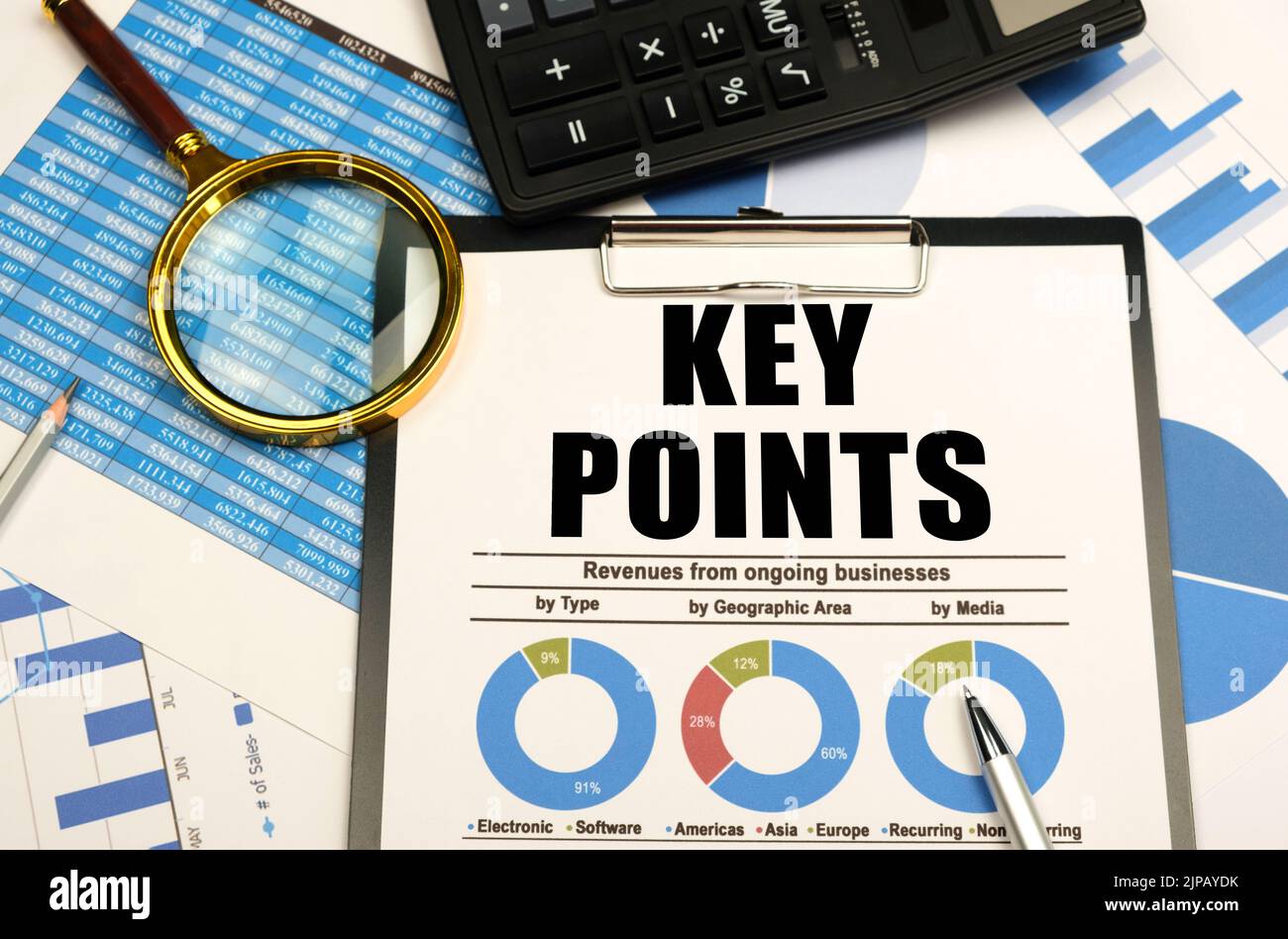 Business concept. Against the background of charts and graphs, there ...