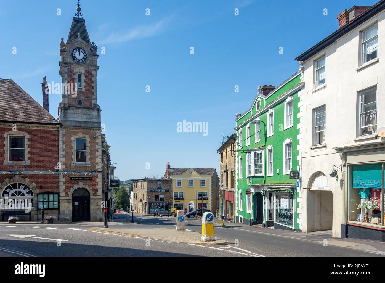 Town Hall Clock Tower, Market Place, Wincanton, Somerset, England ...