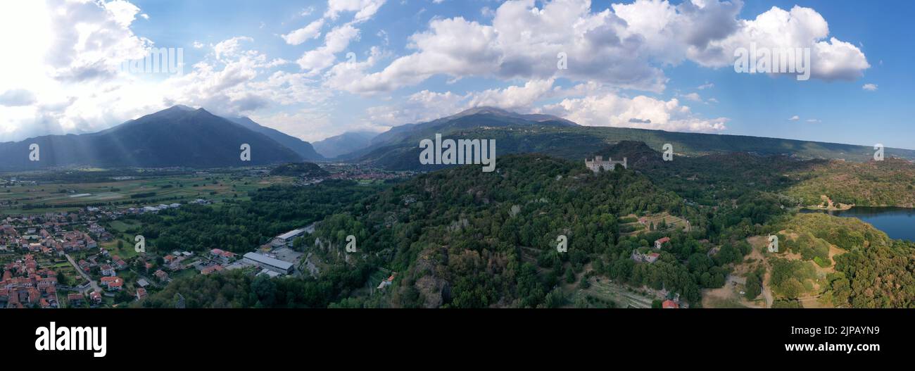 The castle of Montalto Dora, at an altitude of 405 meters, on the ...