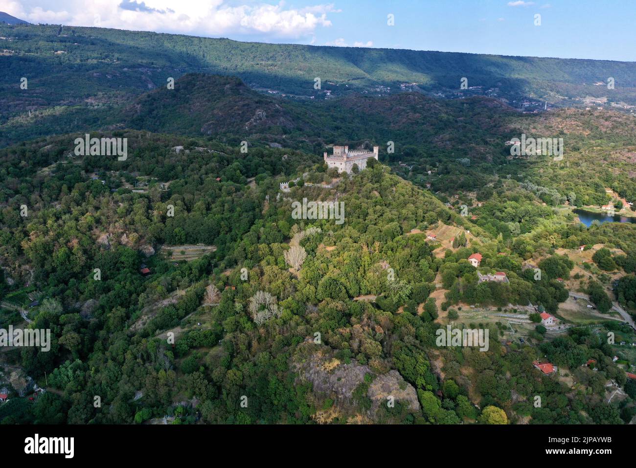 The castle of Montalto Dora, at an altitude of 405 meters, on the ...