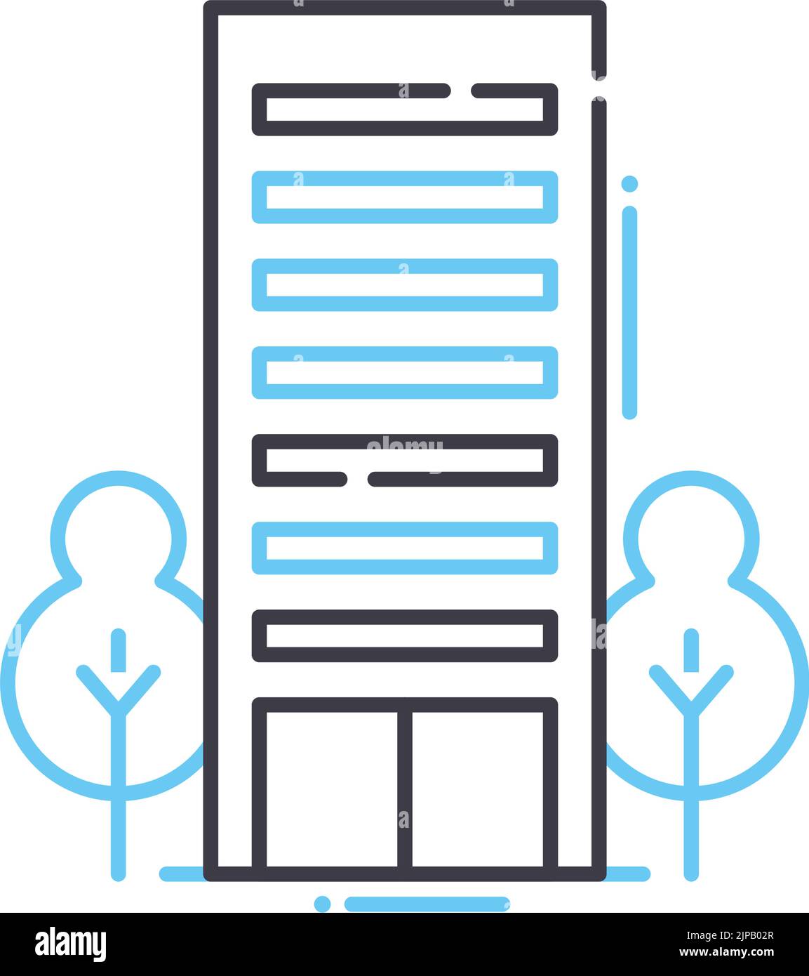 office tower line icon, outline symbol, vector illustration, concept ...