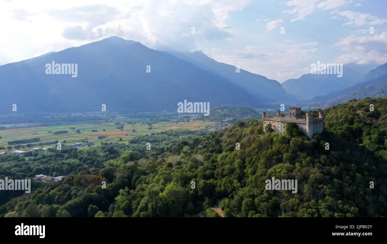 The castle of Montalto Dora, at an altitude of 405 meters, on the ...