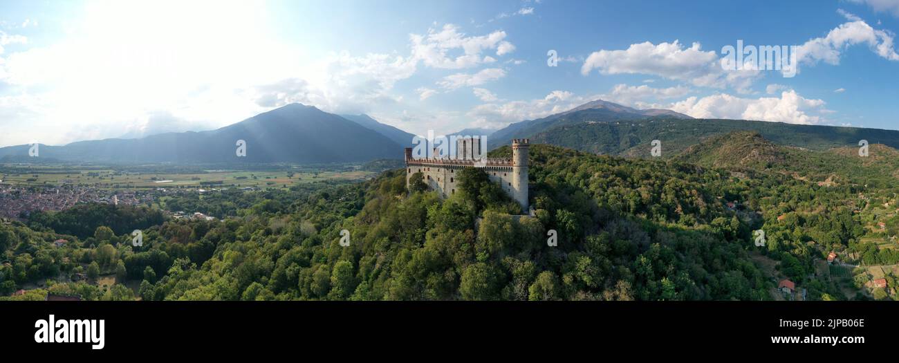 The castle of Montalto Dora, at an altitude of 405 meters, on the ...