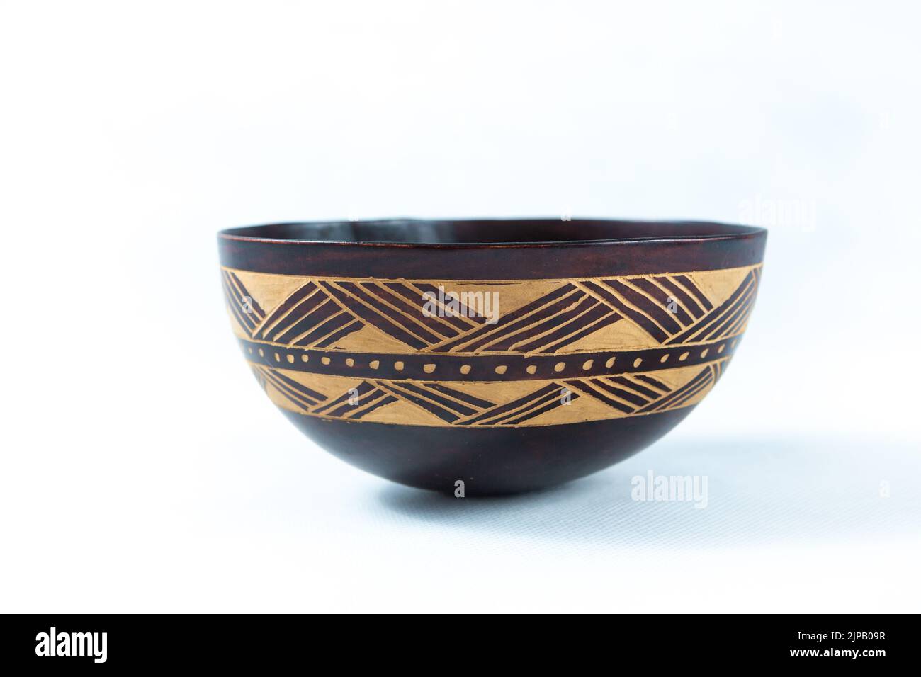 A natural bowl with indigenous design isolated on white background ...