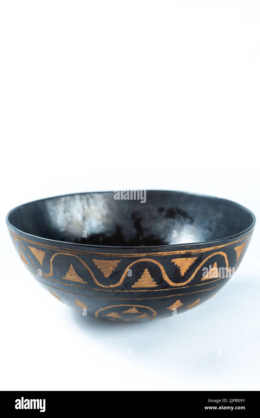 A natural bowl with indigenous design isolated on white background ...