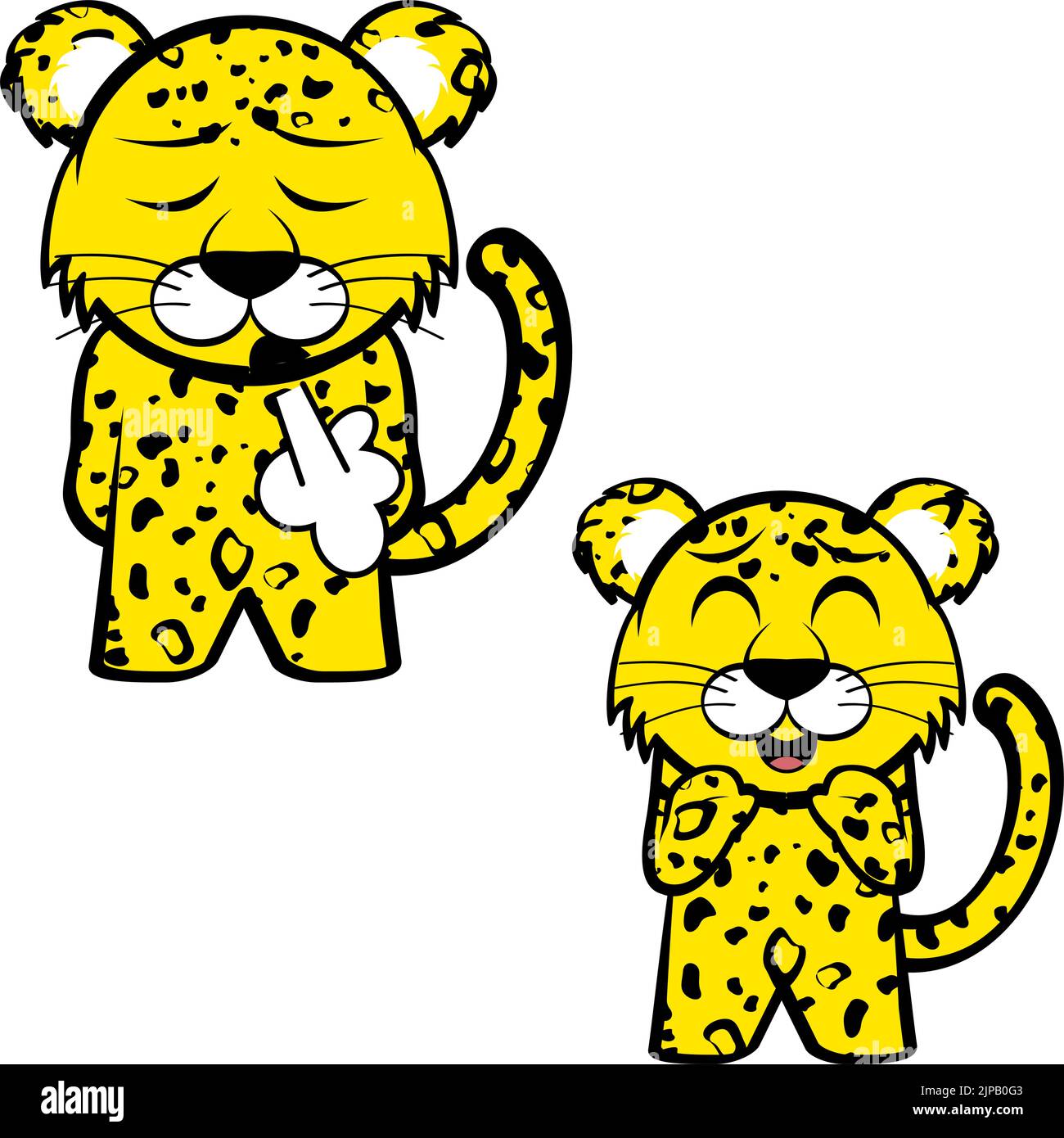 little standing chibi leopard kid character cartoon expressions pack ...