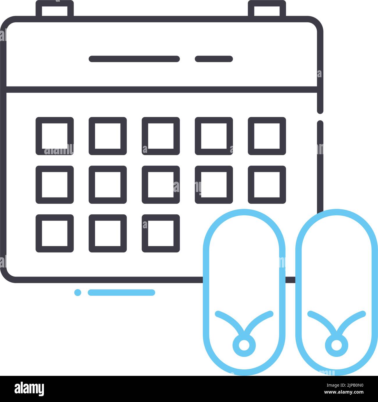 vacation calendar line icon, outline symbol, vector illustration ...