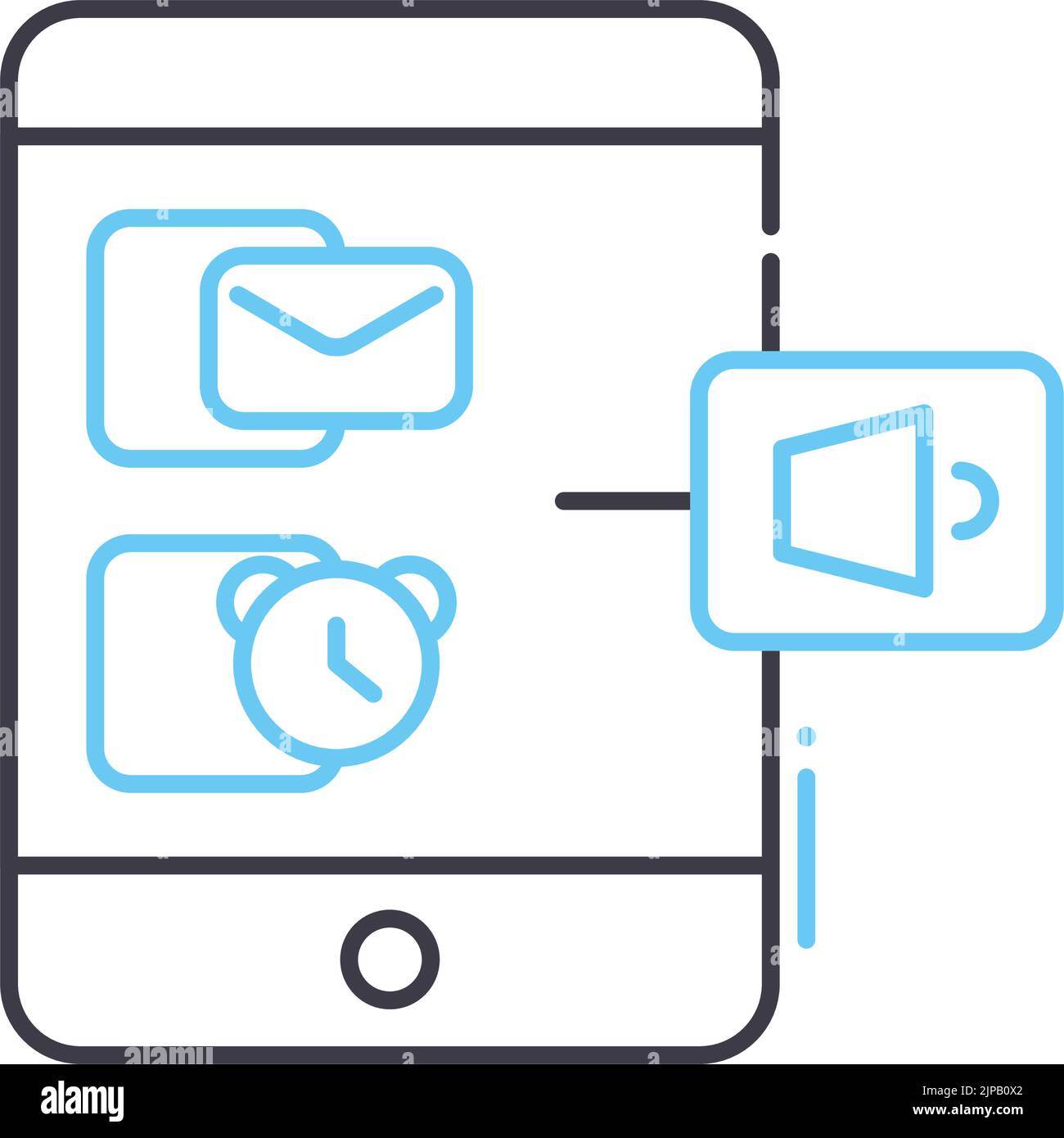 mobile notification line icon, outline symbol, vector illustration ...