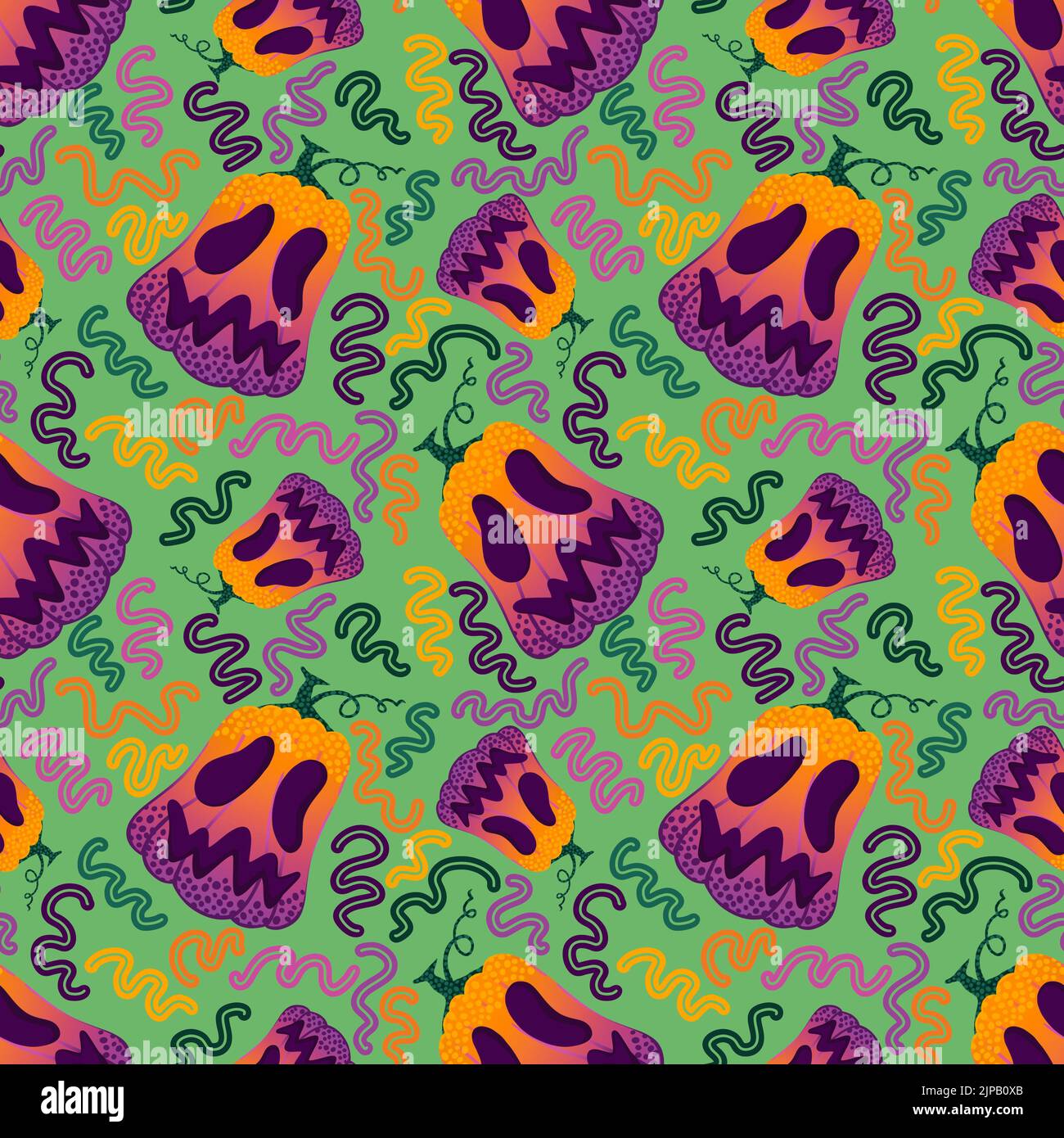 Halloween seamless pumpkins and witch hat and ghost pattern for fabrics ...