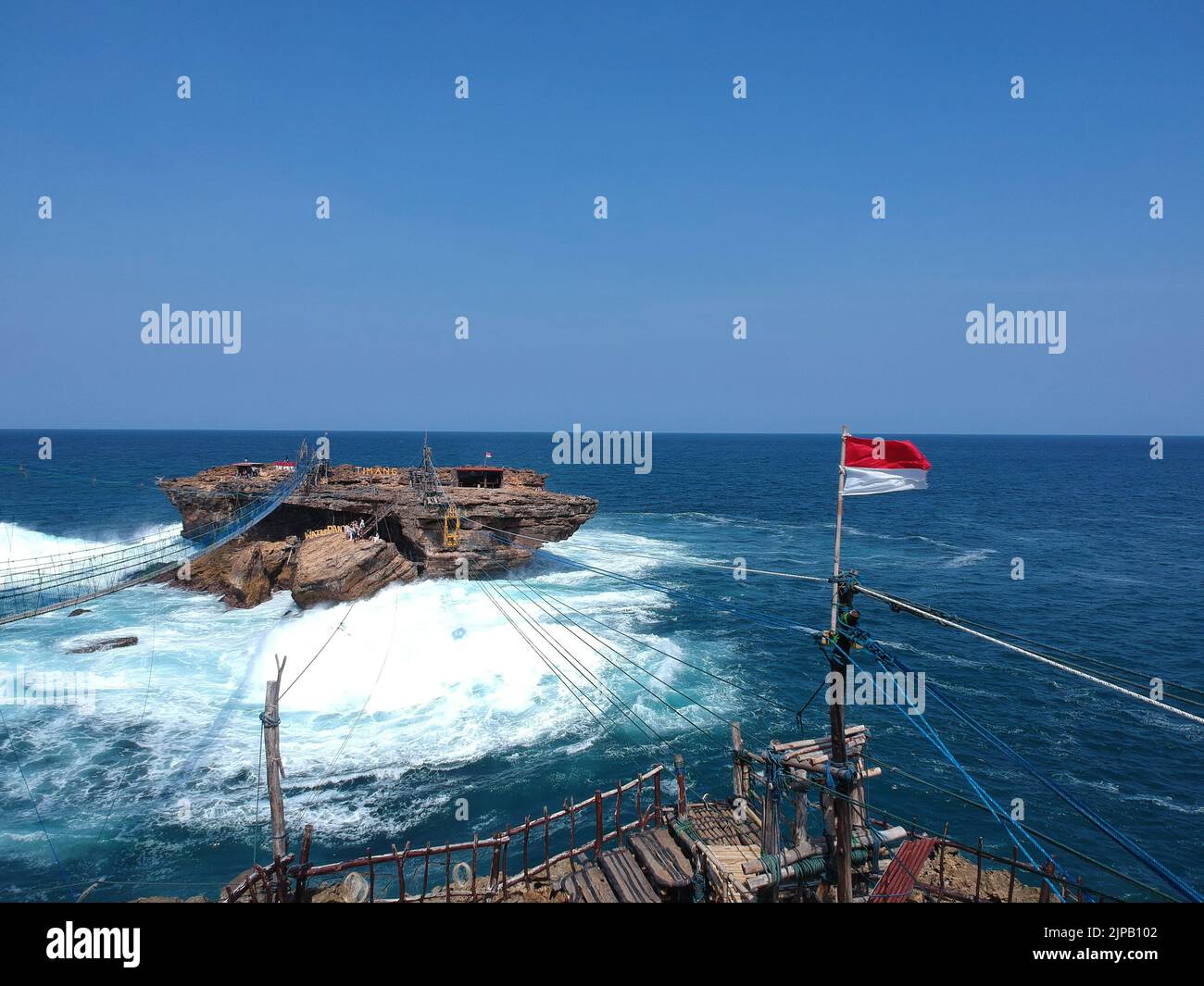 An aerial shot of the Timang beach and Panjang island attractions in ...