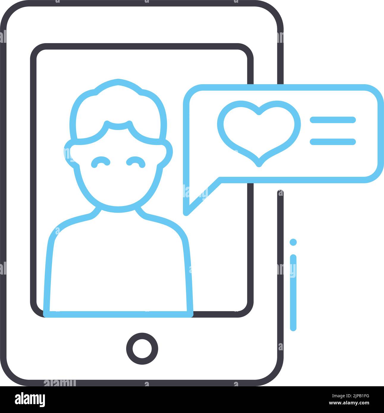 mobile dating line icon, outline symbol, vector illustration, concept ...