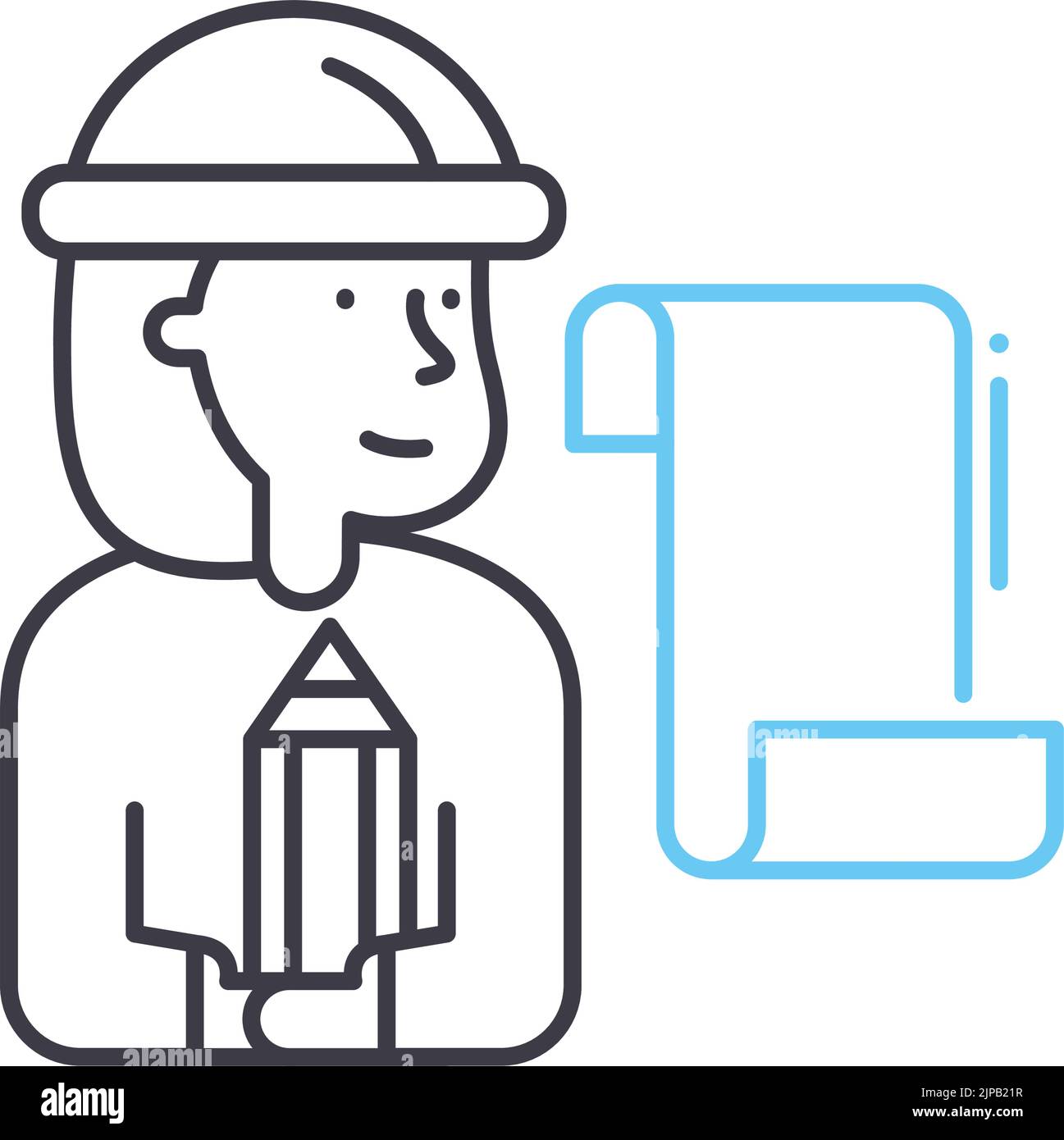 technician worker line icon, outline symbol, vector illustration ...