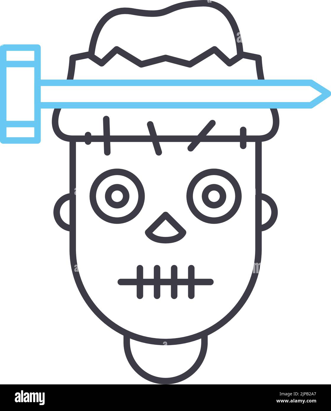 scary zombie line icon, outline symbol, vector illustration, concept ...