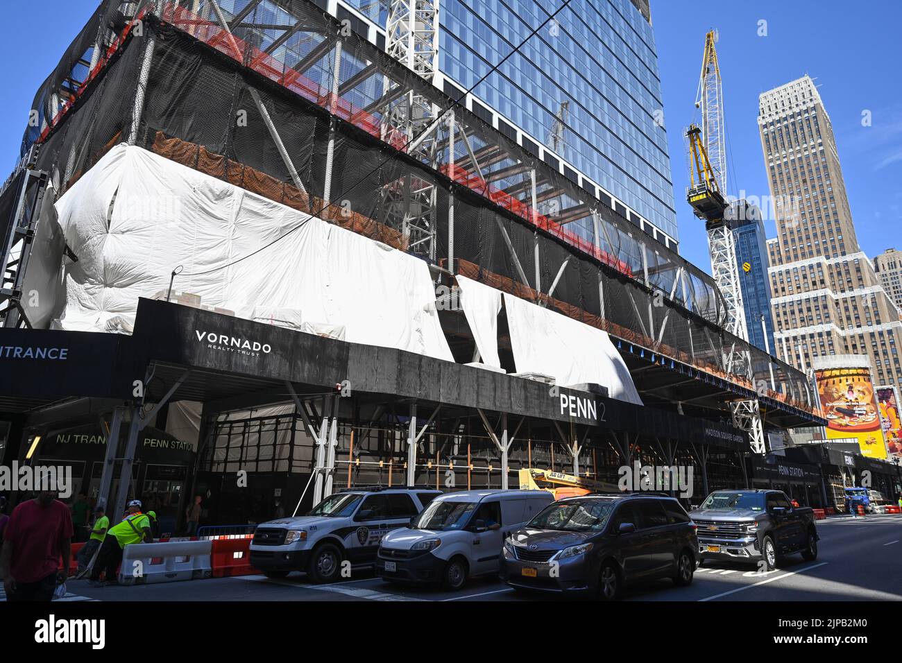 Renovation work and construction at PENN 2, a 31-story commercial tower ...