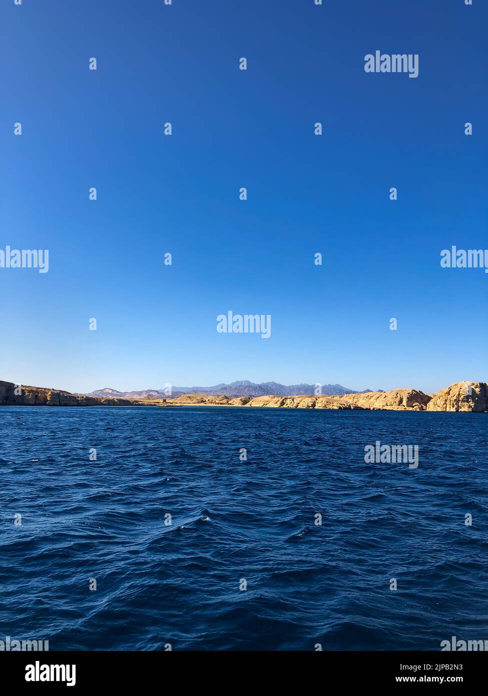 Amazing view horizon line Egypt. panoramic overlook blue sea surface ...