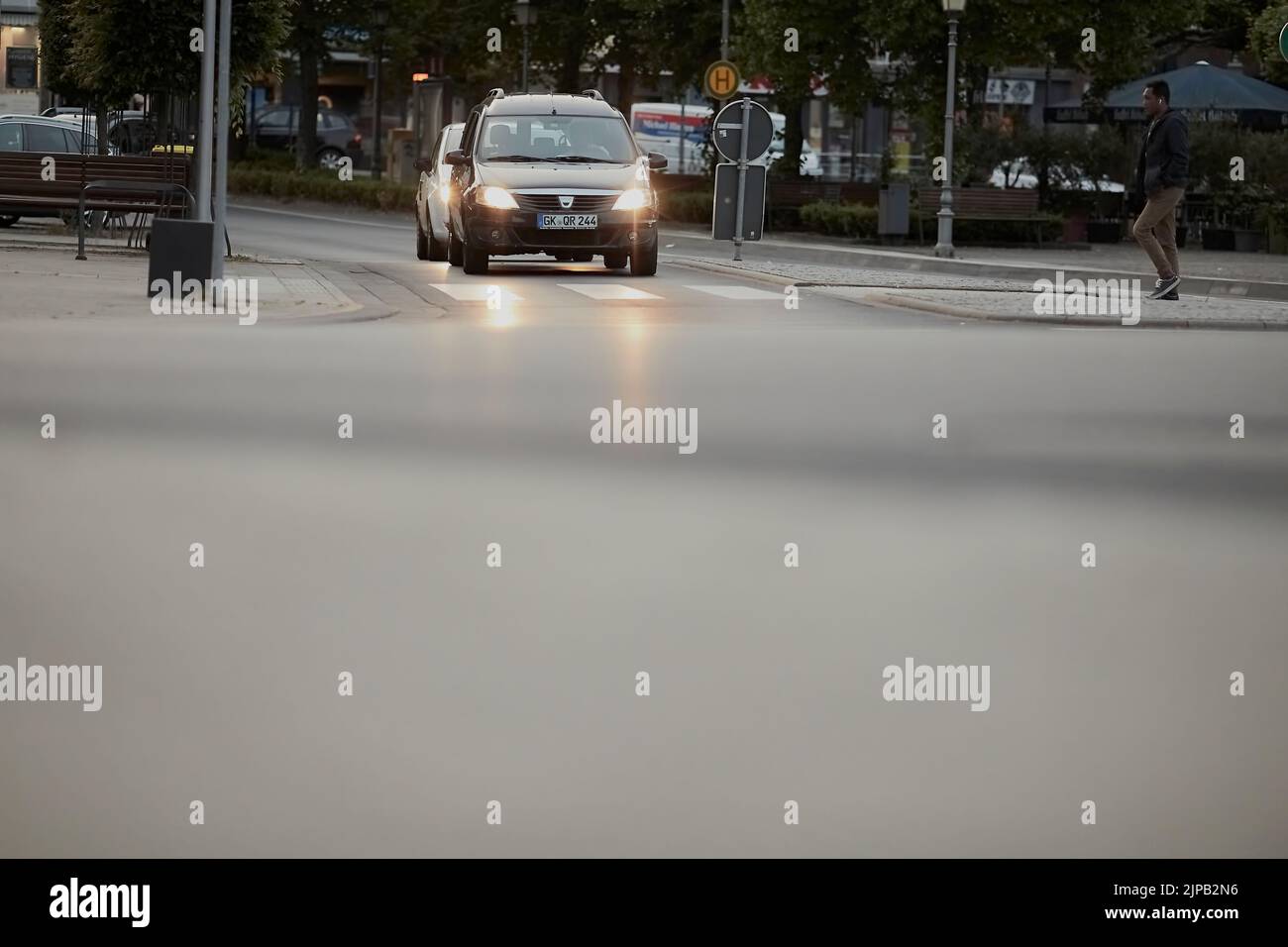 A busy road with cars riding through an intersection in Geilenkirchen ...