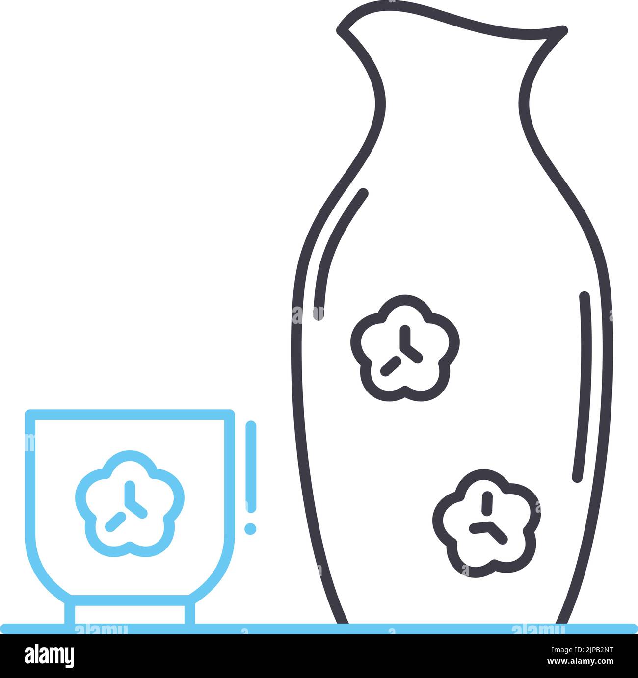 sake cup line icon, outline symbol, vector illustration, concept sign ...