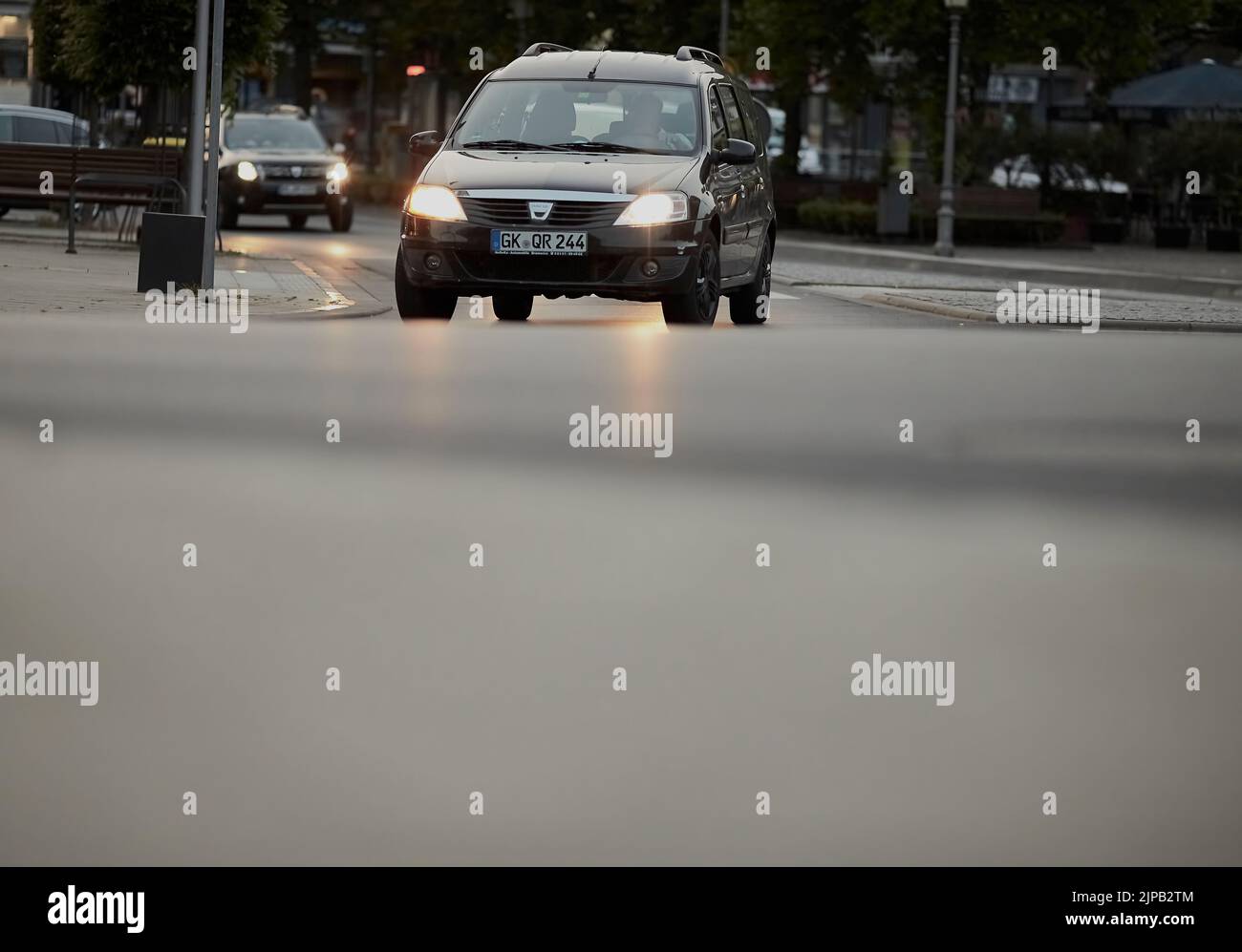 A busy road with cars riding through an intersection in Geilenkirchen ...