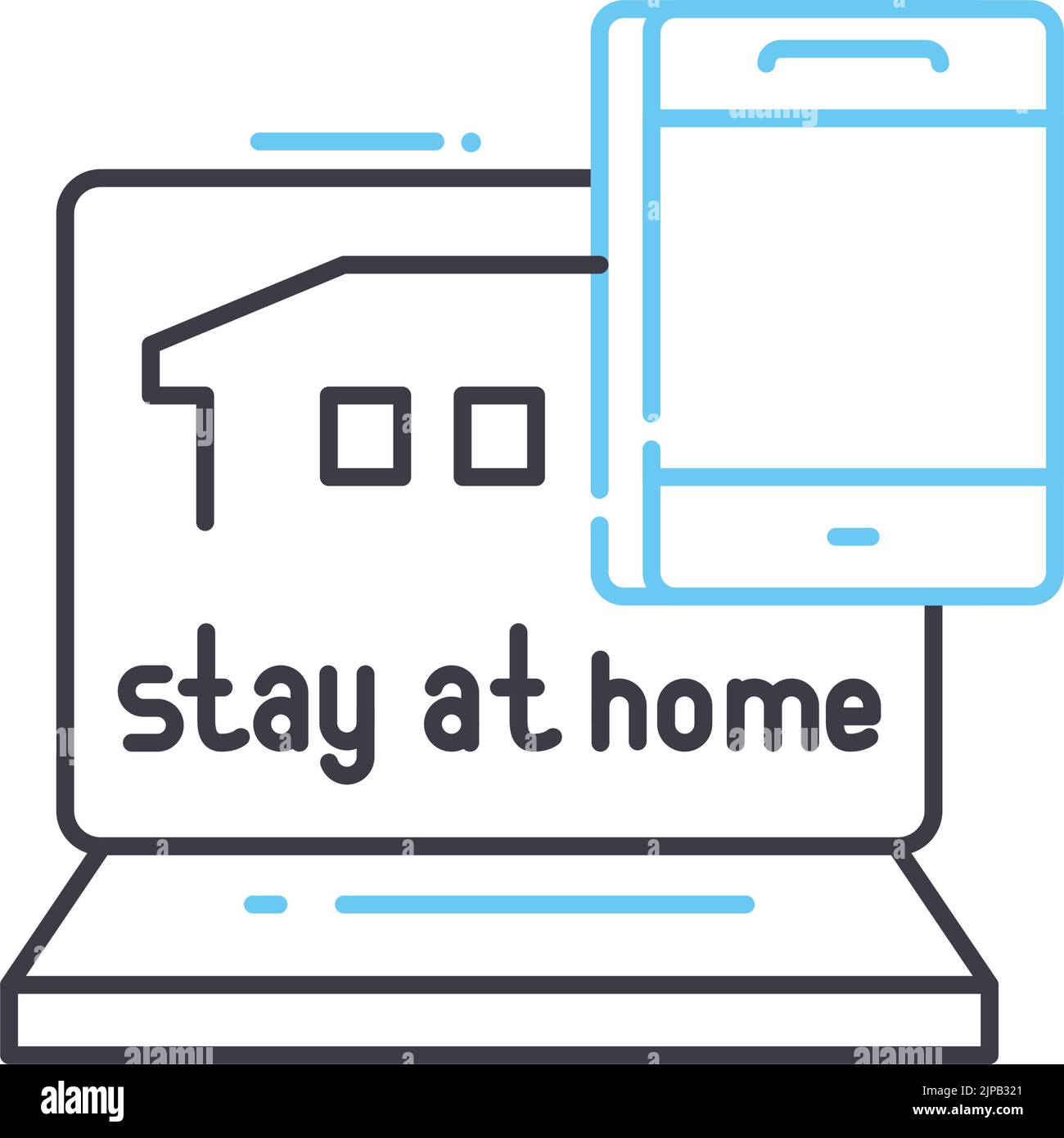 go to remote work line icon, outline symbol, vector illustration ...