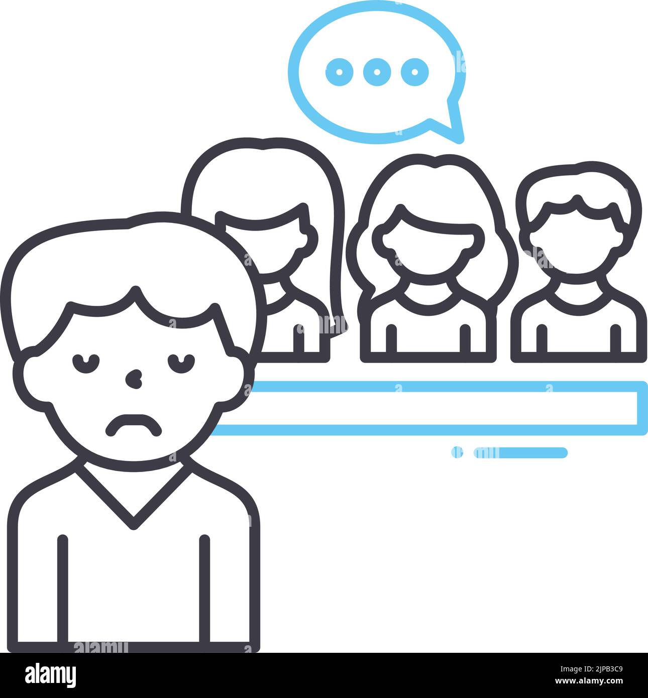 loneliness line icon, outline symbol, vector illustration, concept sign ... loneliness line icon, outline symbol, vector illustration, concept sign ...