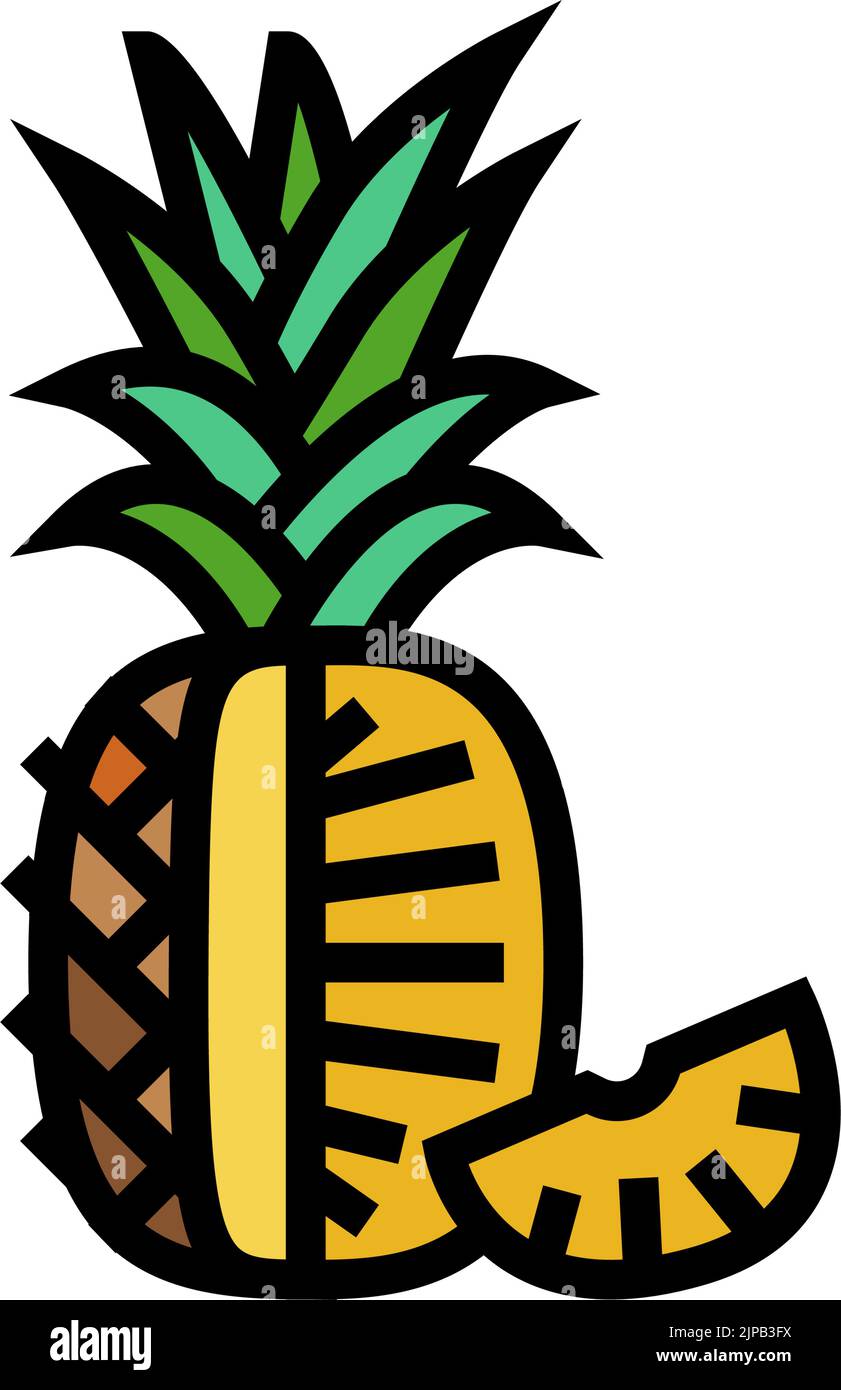 pineapple one cut slice color icon vector illustration Stock Vector ...