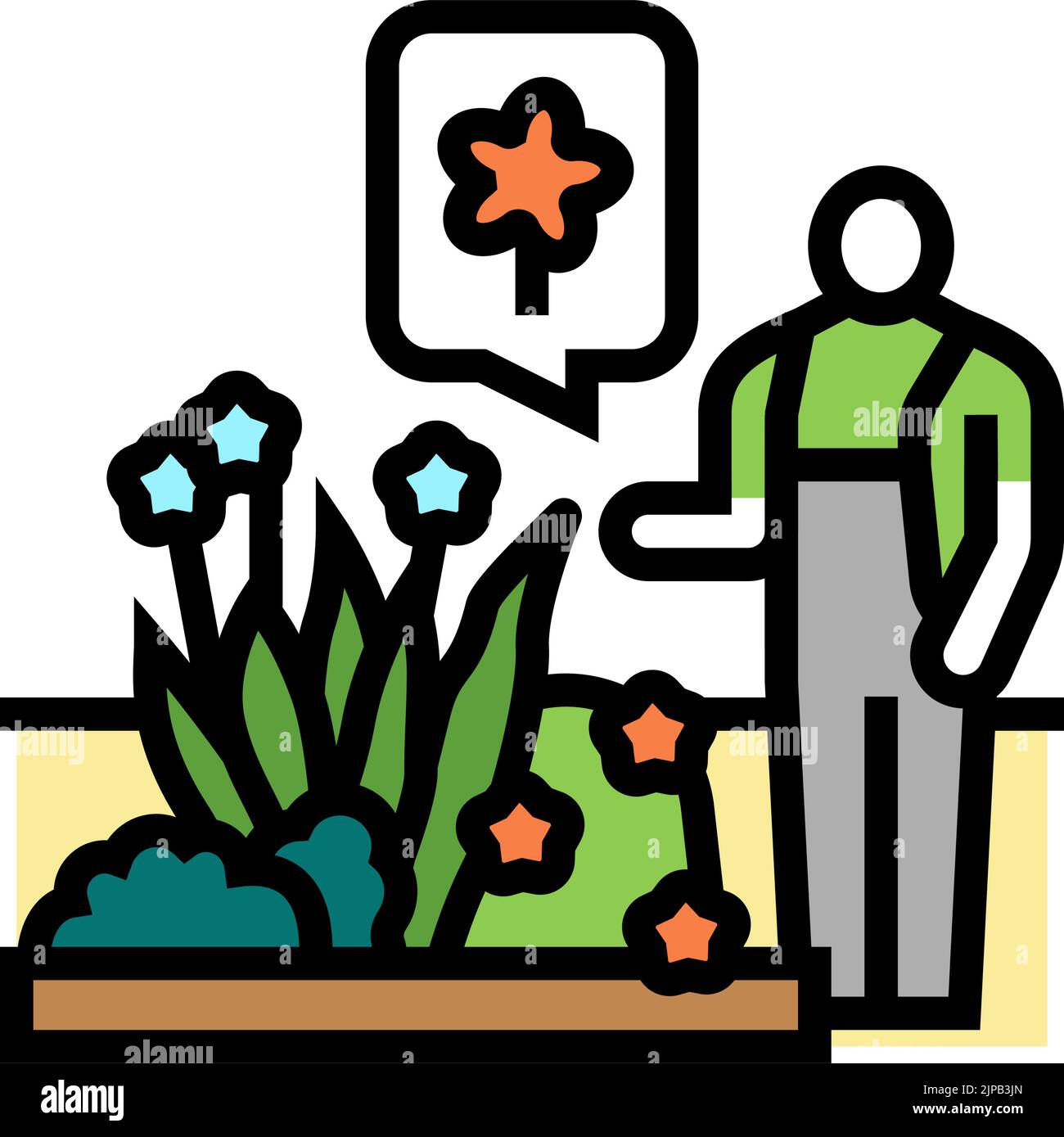 planting and flowerbeds color icon vector illustration Stock Vector ...