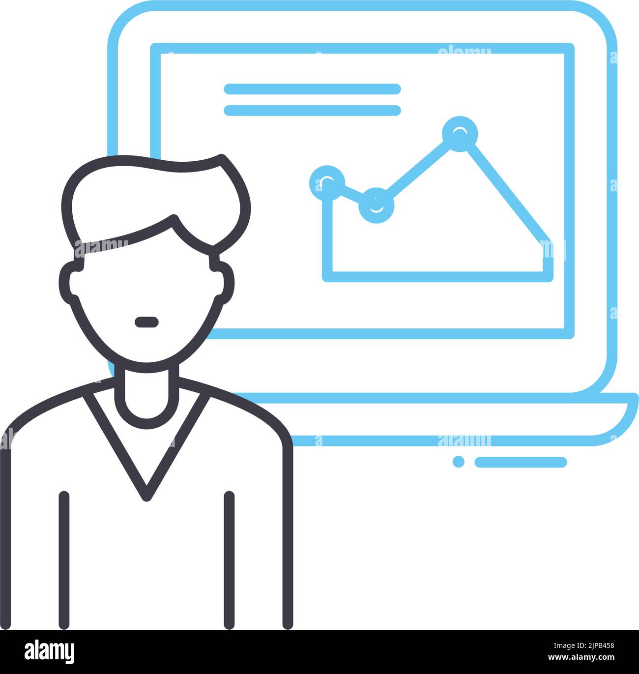 user analysis line icon, outline symbol, vector illustration, concept ...