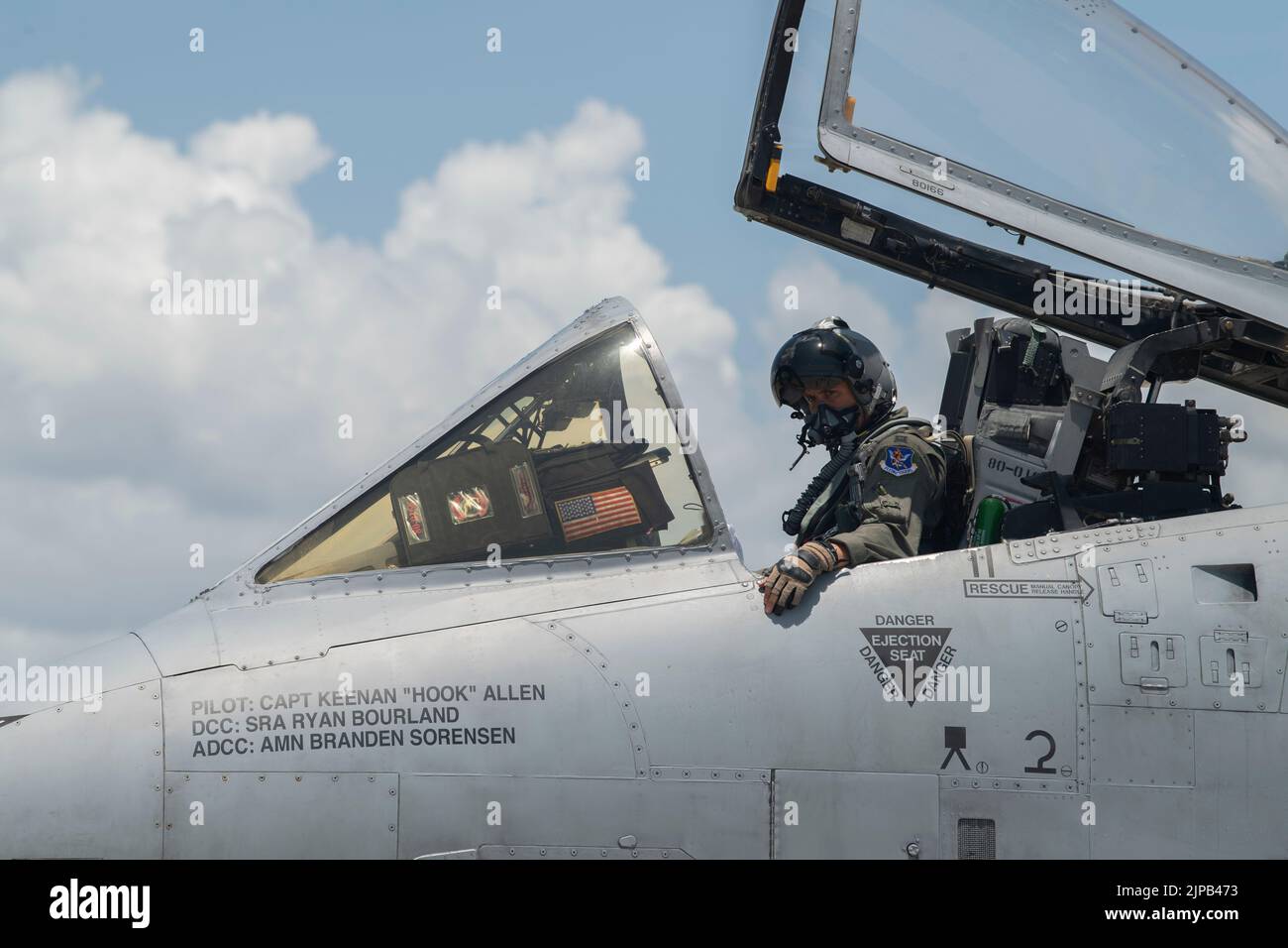 U.S. Air Force A-10C Thunderbolt II pilot stops for a hot pit refuel ...