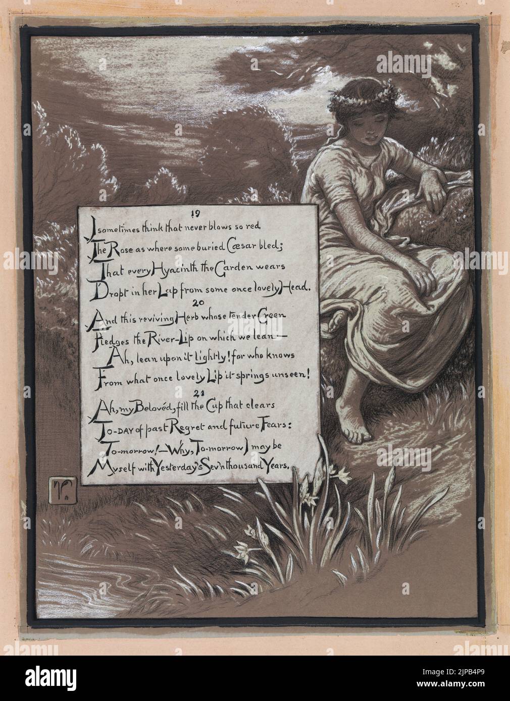 The River-Lip. Illustration by Elihu Vedder from the Rubáiyát of Omar ...