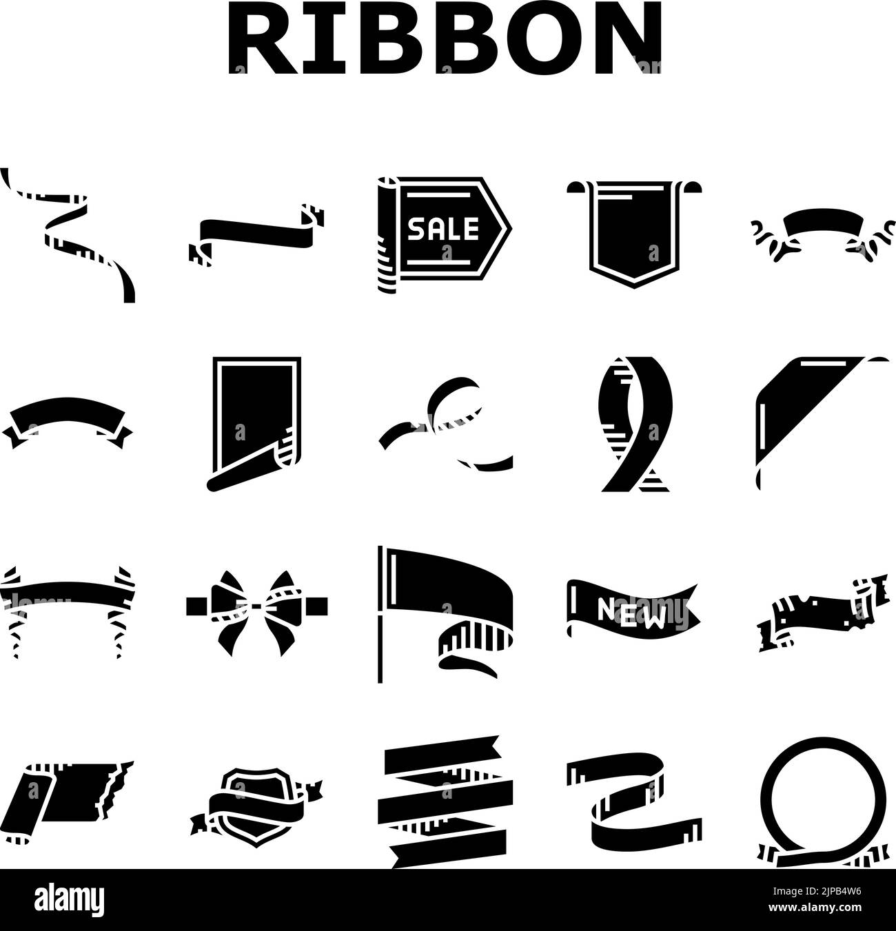 ribbon red banner design gift icons set vector Stock Vector Image & Art - Alamy