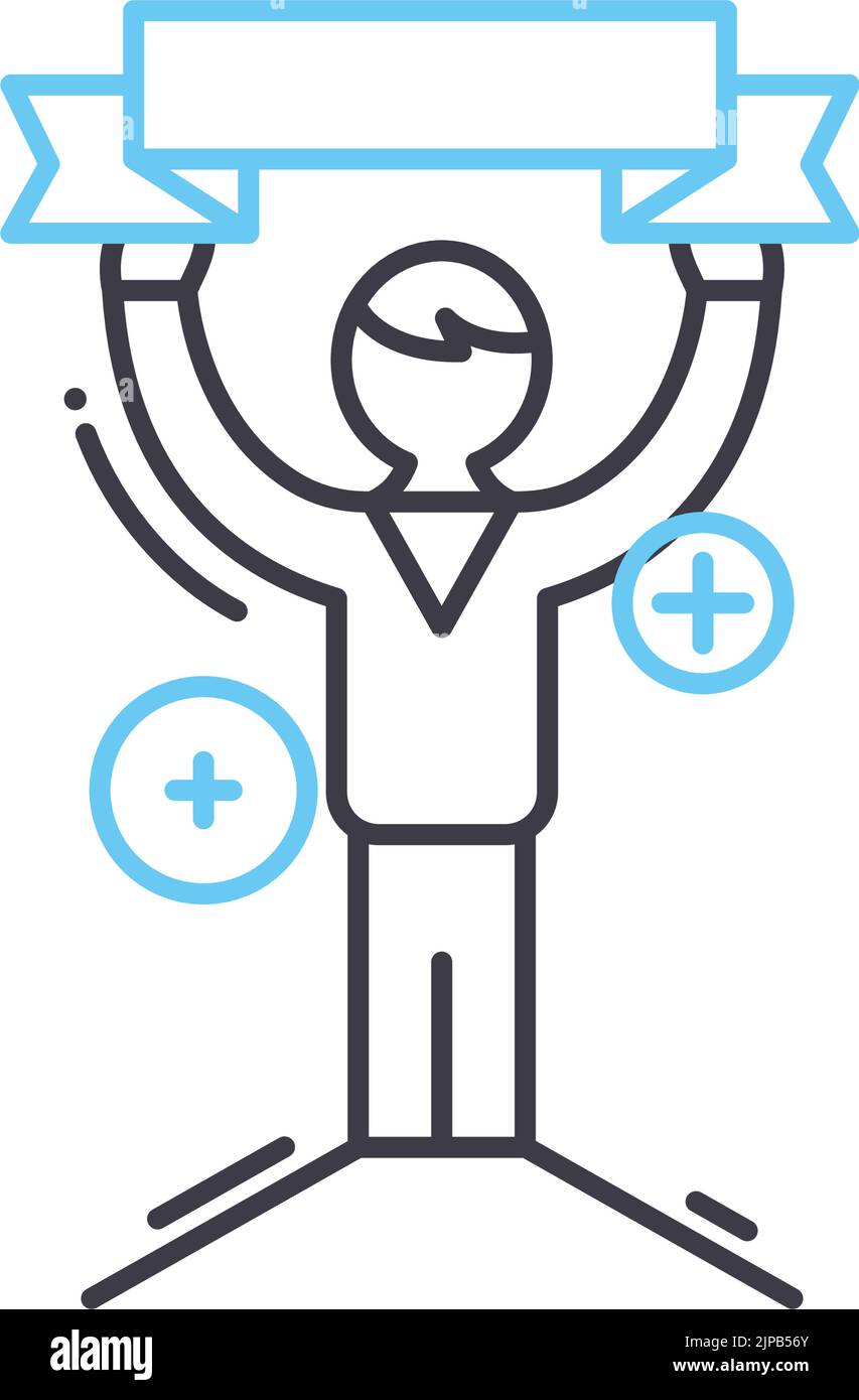 goal achieving line icon, outline symbol, vector illustration, concept ...