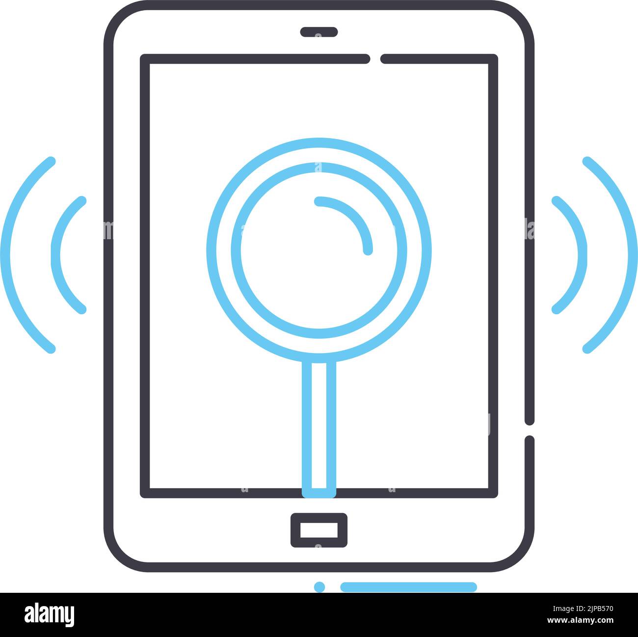 mobile search line icon, outline symbol, vector illustration, concept ...