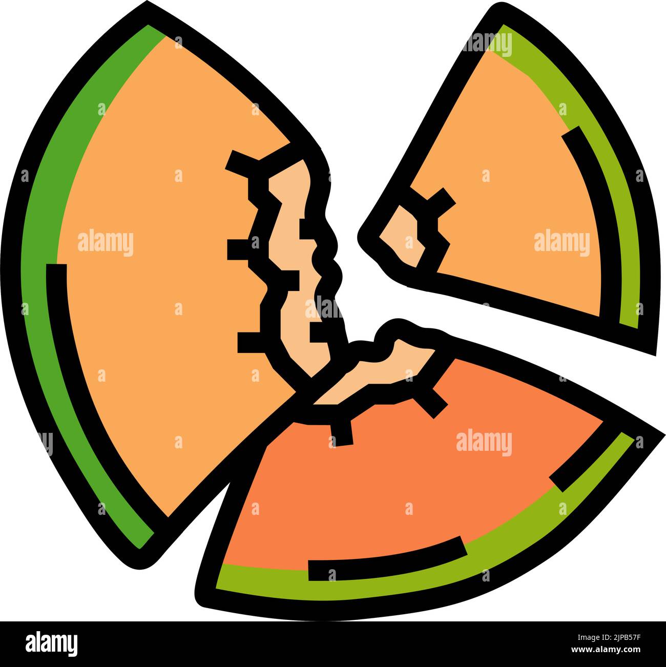 cut slice green melon cantaloupe color icon vector illustration Stock ...