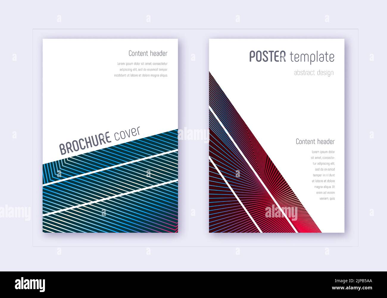 Geometric cover design template set. Red white blue abstract lines on ...