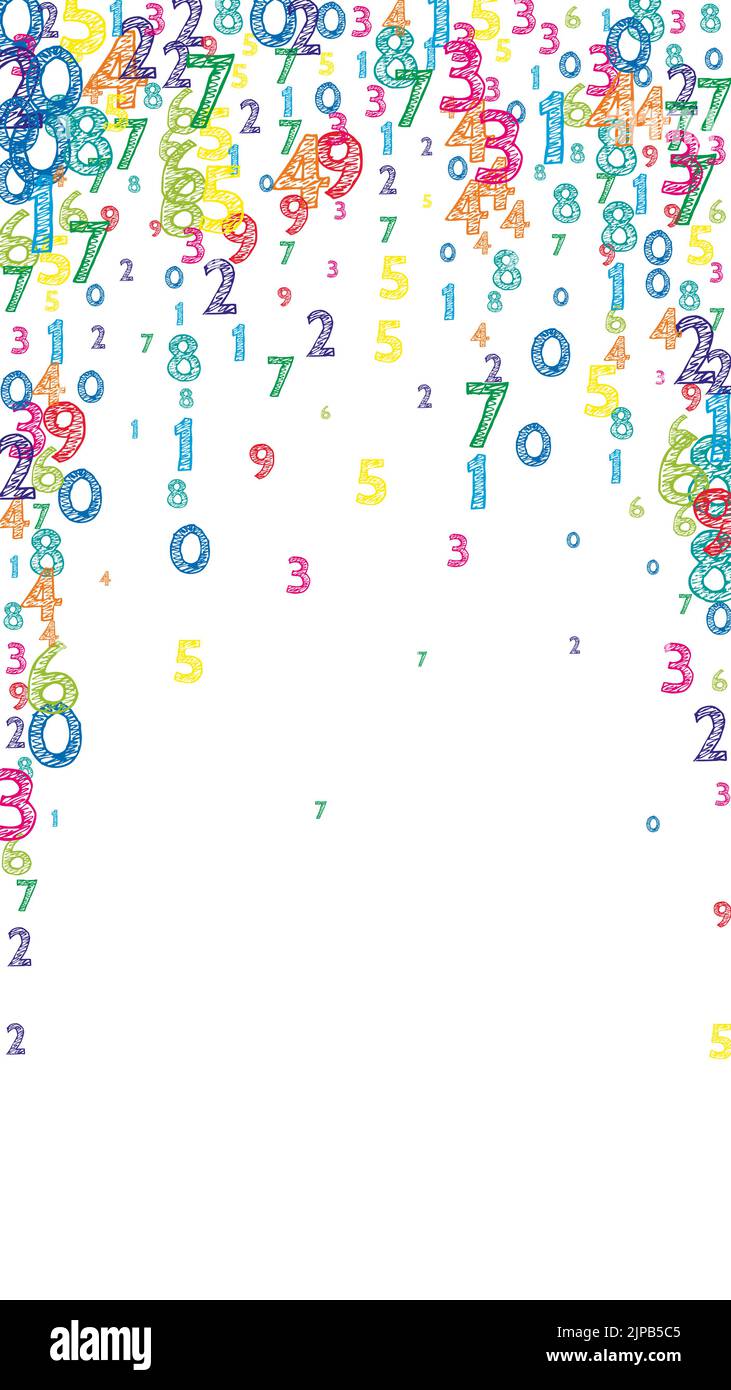 Falling colorful orderly numbers. Math study concept with flying digits ...