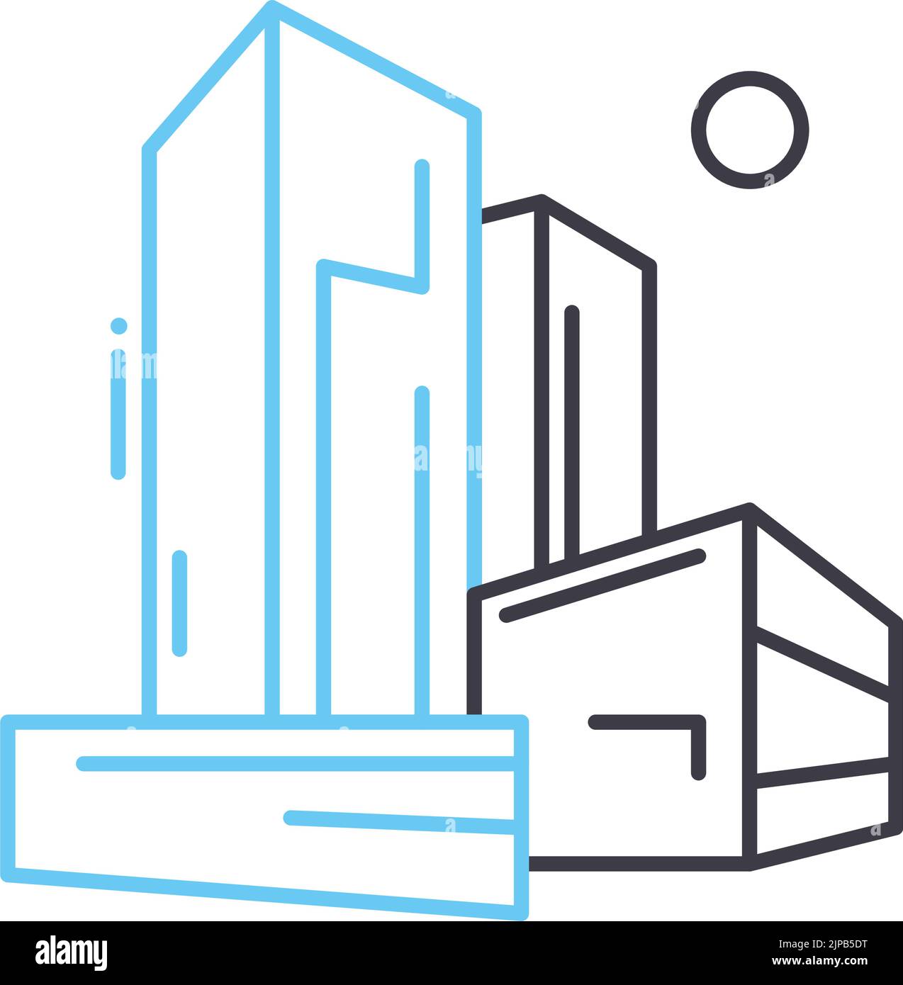 office building line icon, outline symbol, vector illustration, concept ...