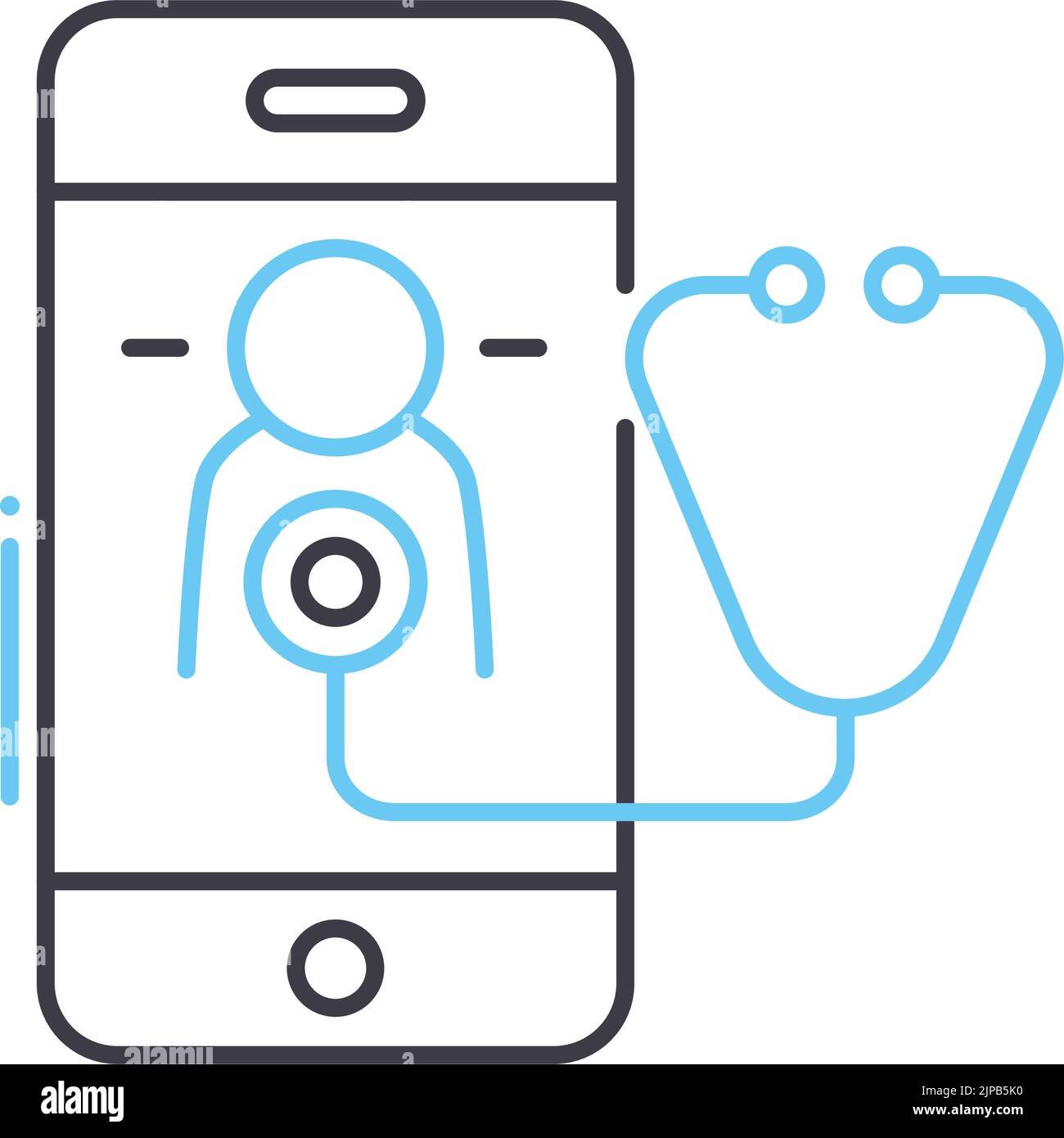 telehealth line icon, outline symbol, vector illustration, concept sign ...
